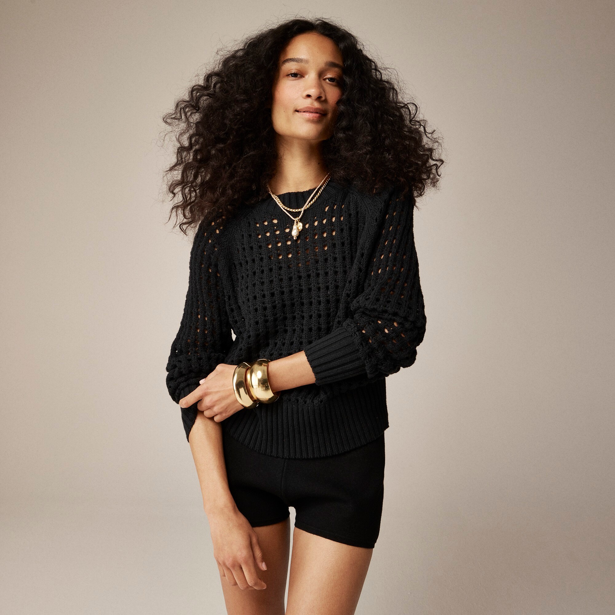 J.Crew: Pointelle Crewneck Sweater For Women