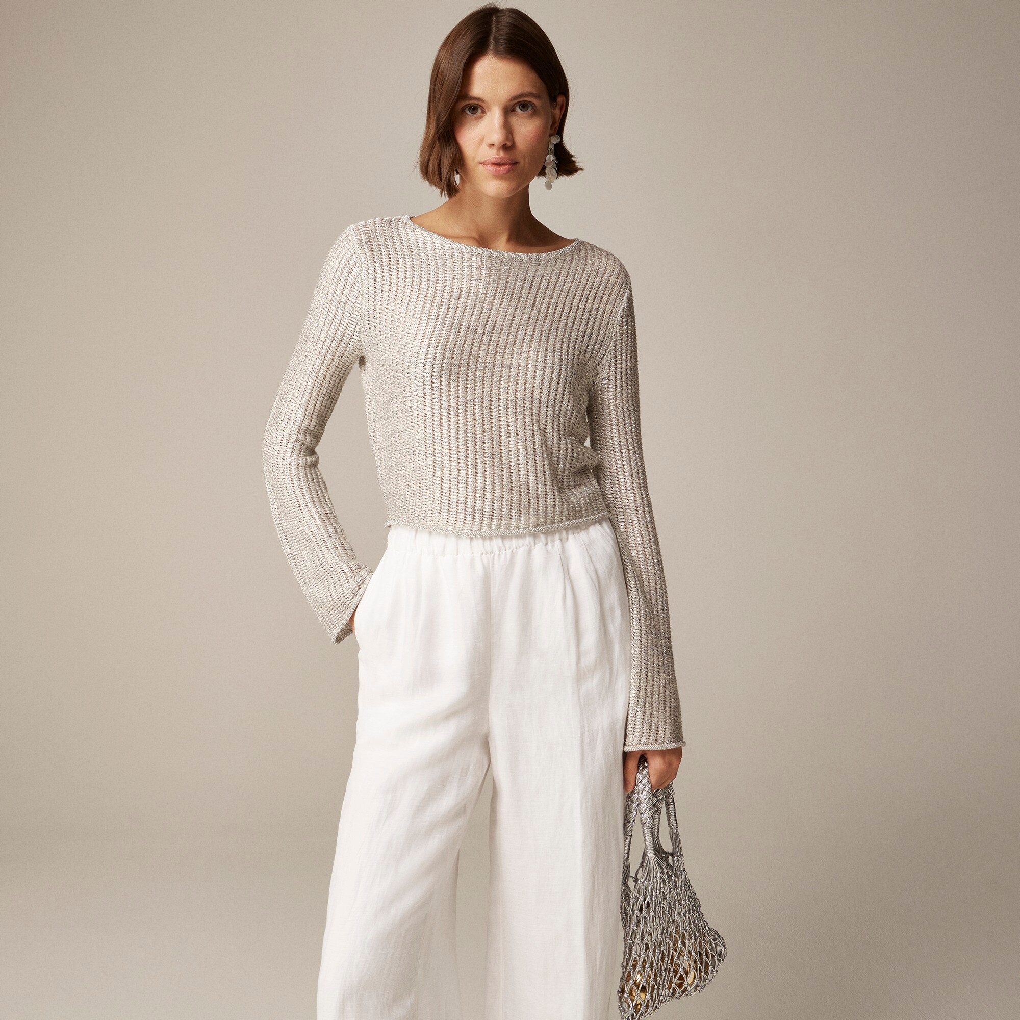 J.Crew: Collection Metallic Open-weave Sweater For Women