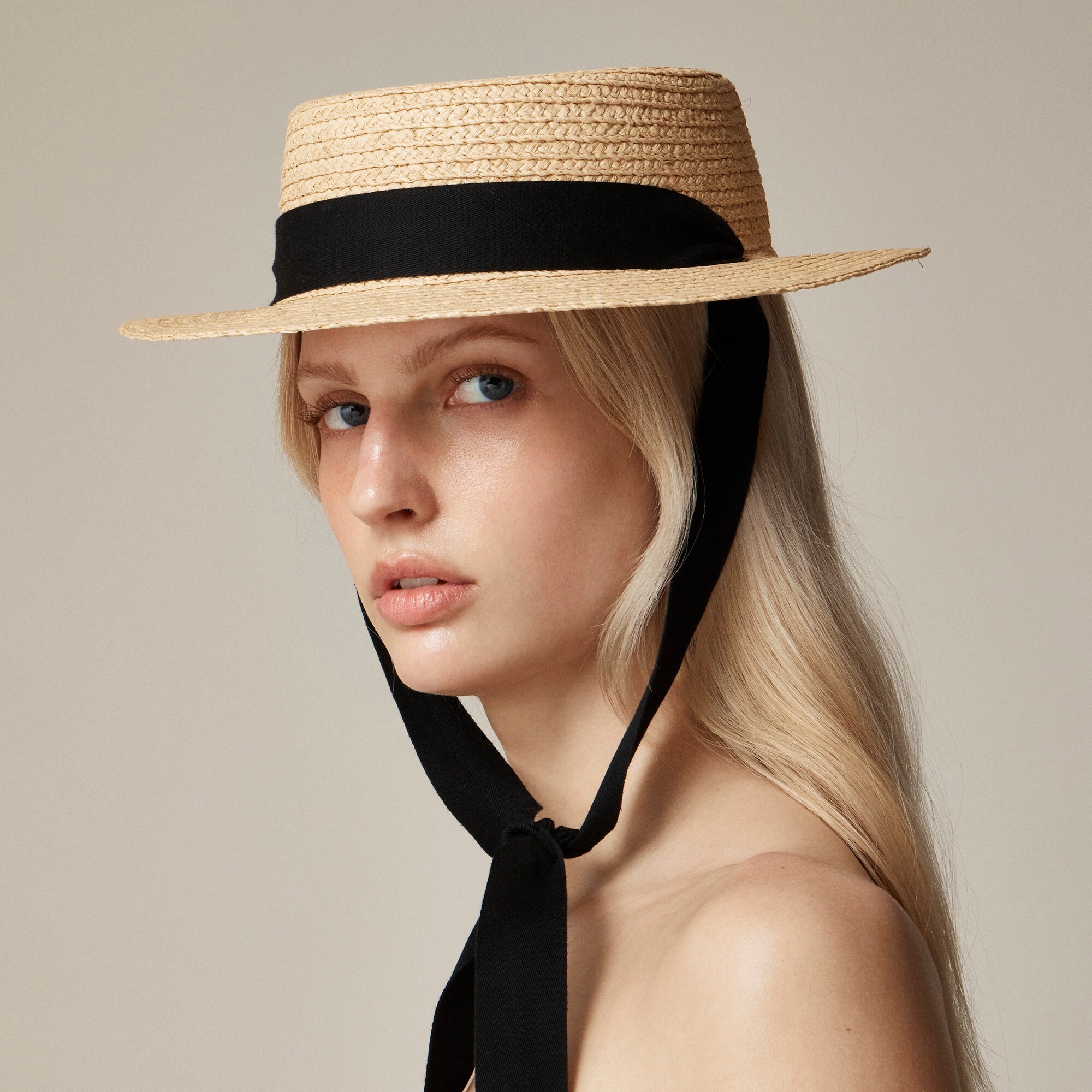 J.Crew: Short-brim Boater Hat With Ribbon For Women