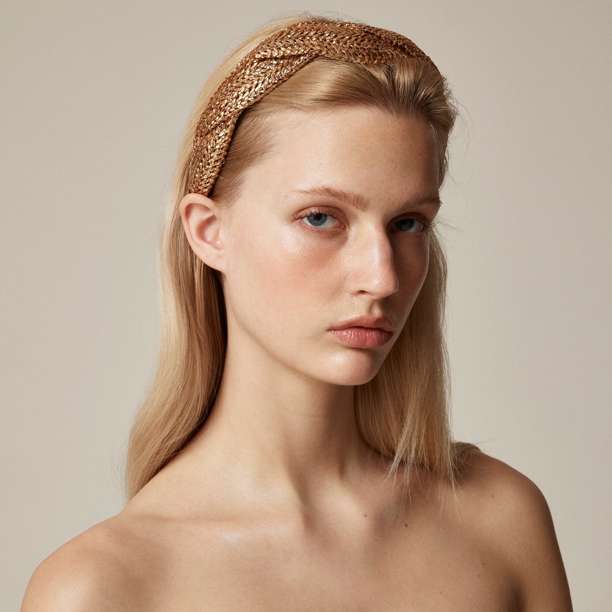 J.Crew: Twisted Woven Headband In Metallic For Women