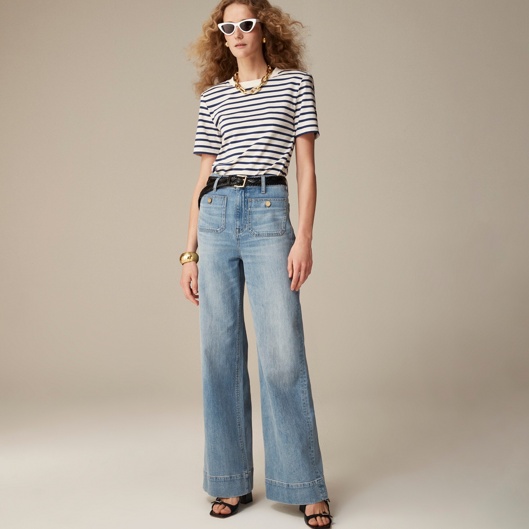 J.Crew: Sailor Denim Trouser In Blue River Wash For Women