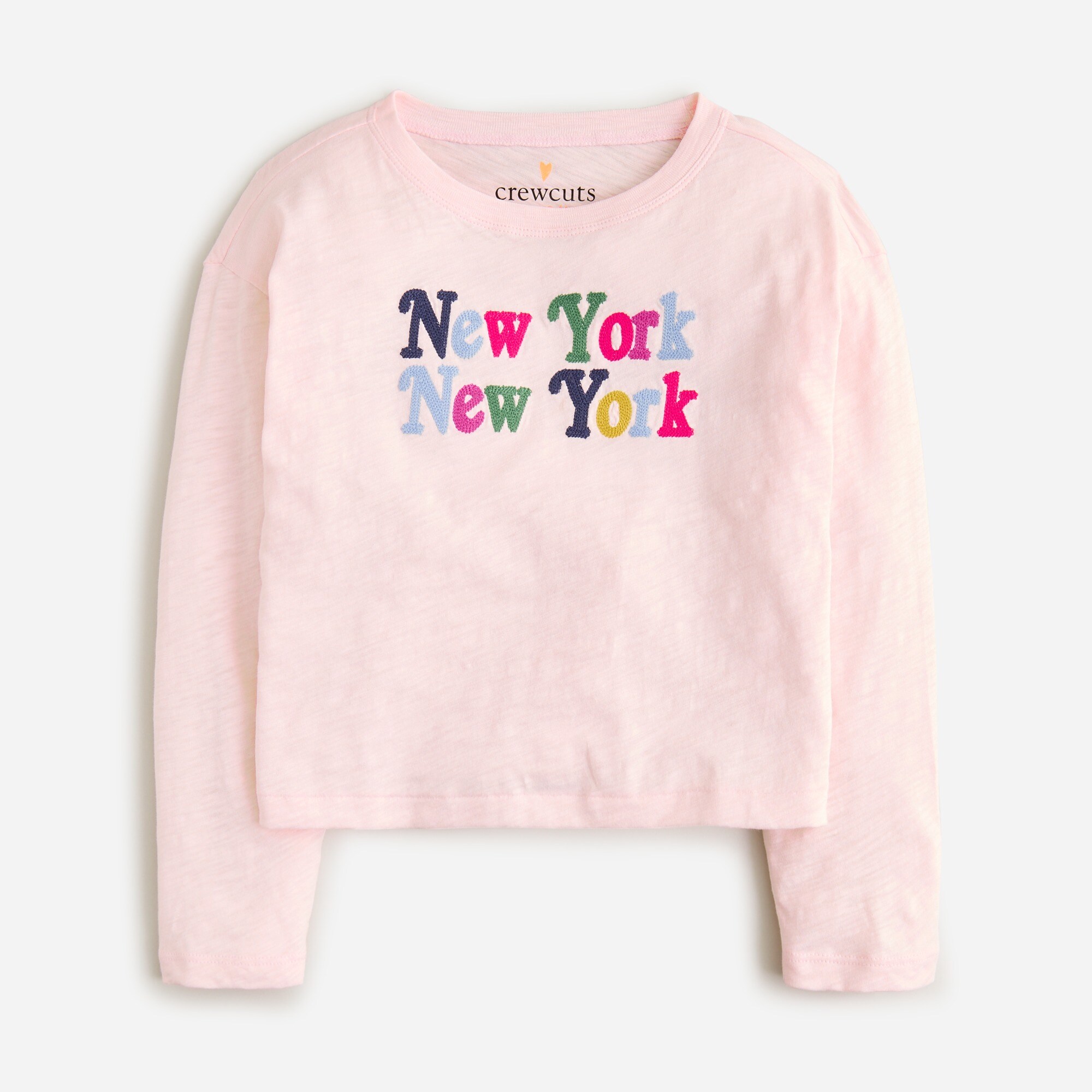 J.Crew: Girls' Cropped New York Graphic T-shirt With Embroidery For Girls