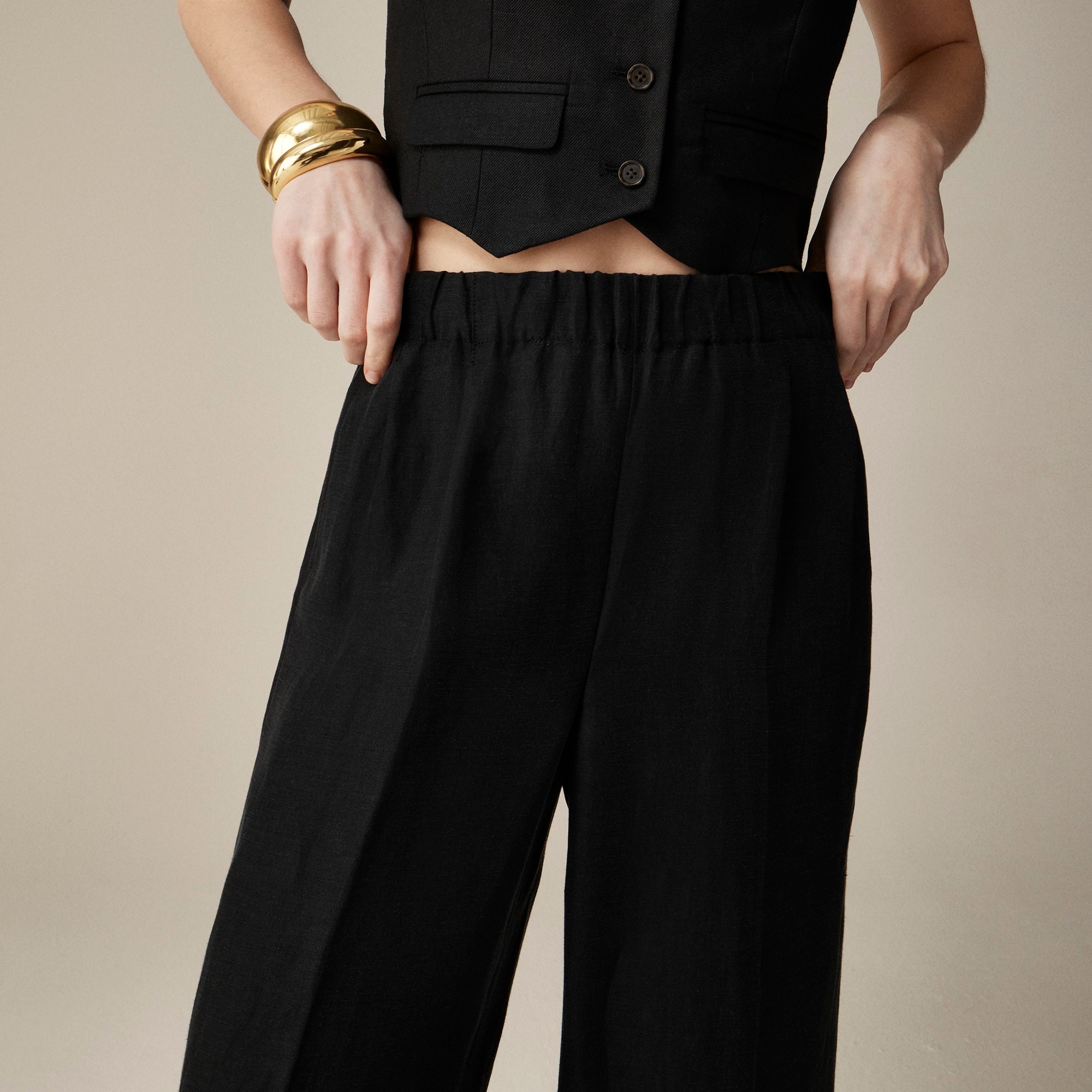 J.Crew: Pleated Pull-on Pant In Linen-cupro Blend For Women