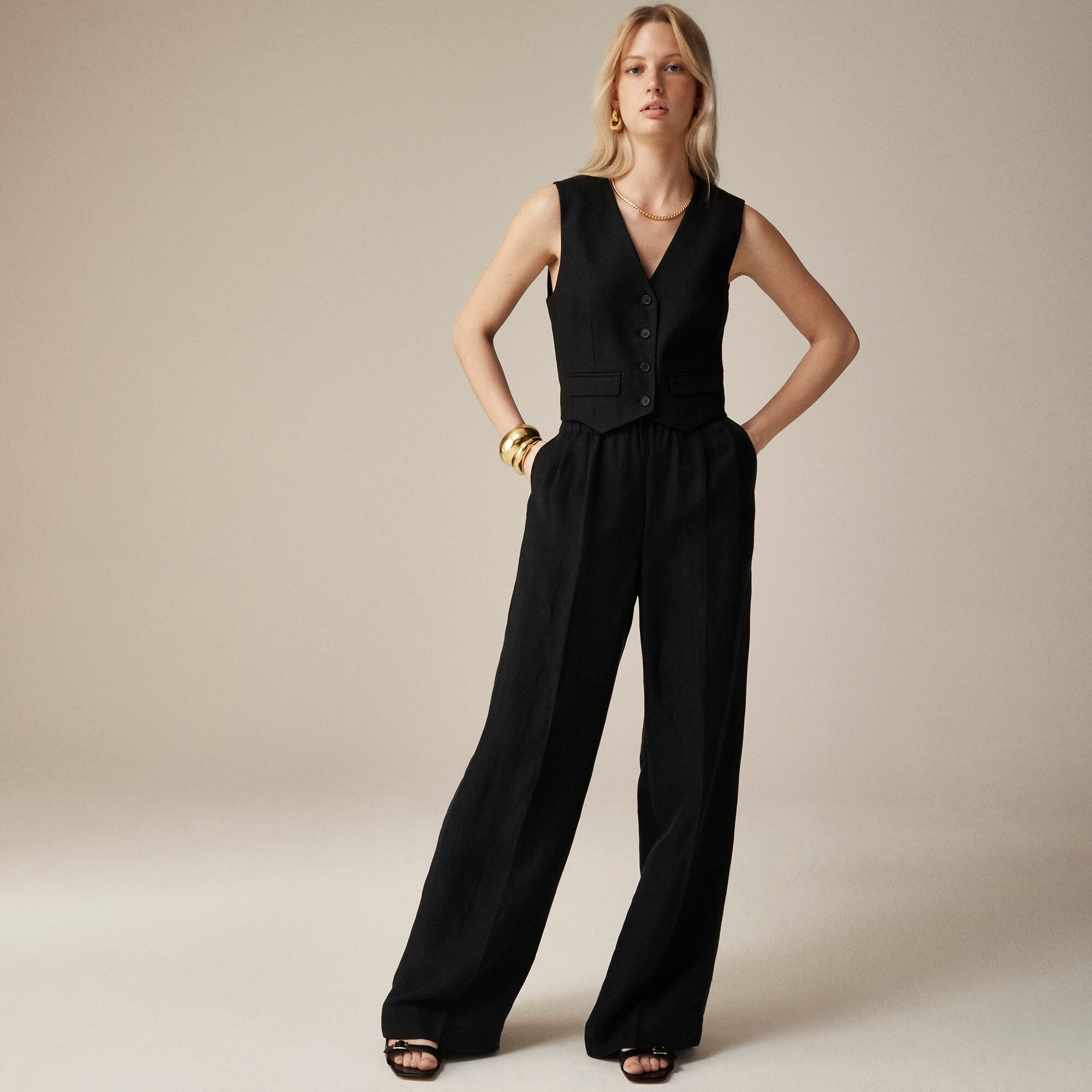 J.Crew: Pleated Pull-on Pant In Linen-cupro Blend For Women