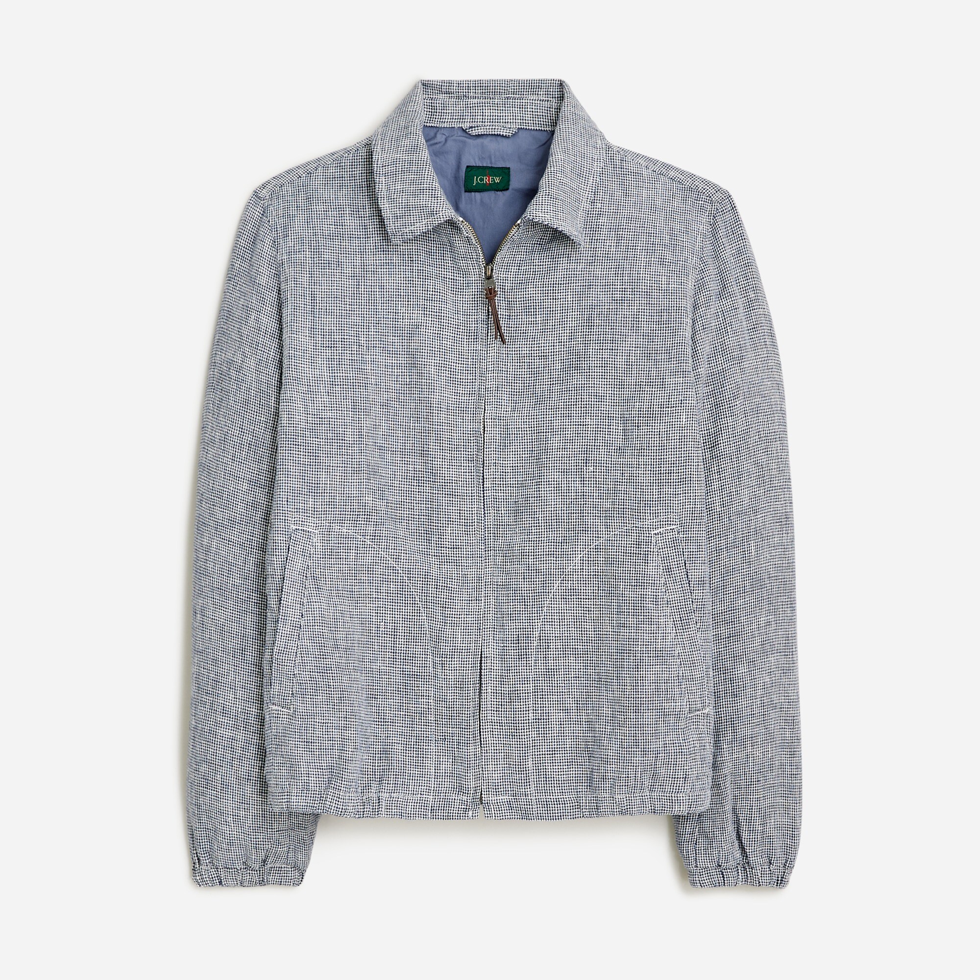 Harrington Jacket In Linen Check For Men | J.Crew