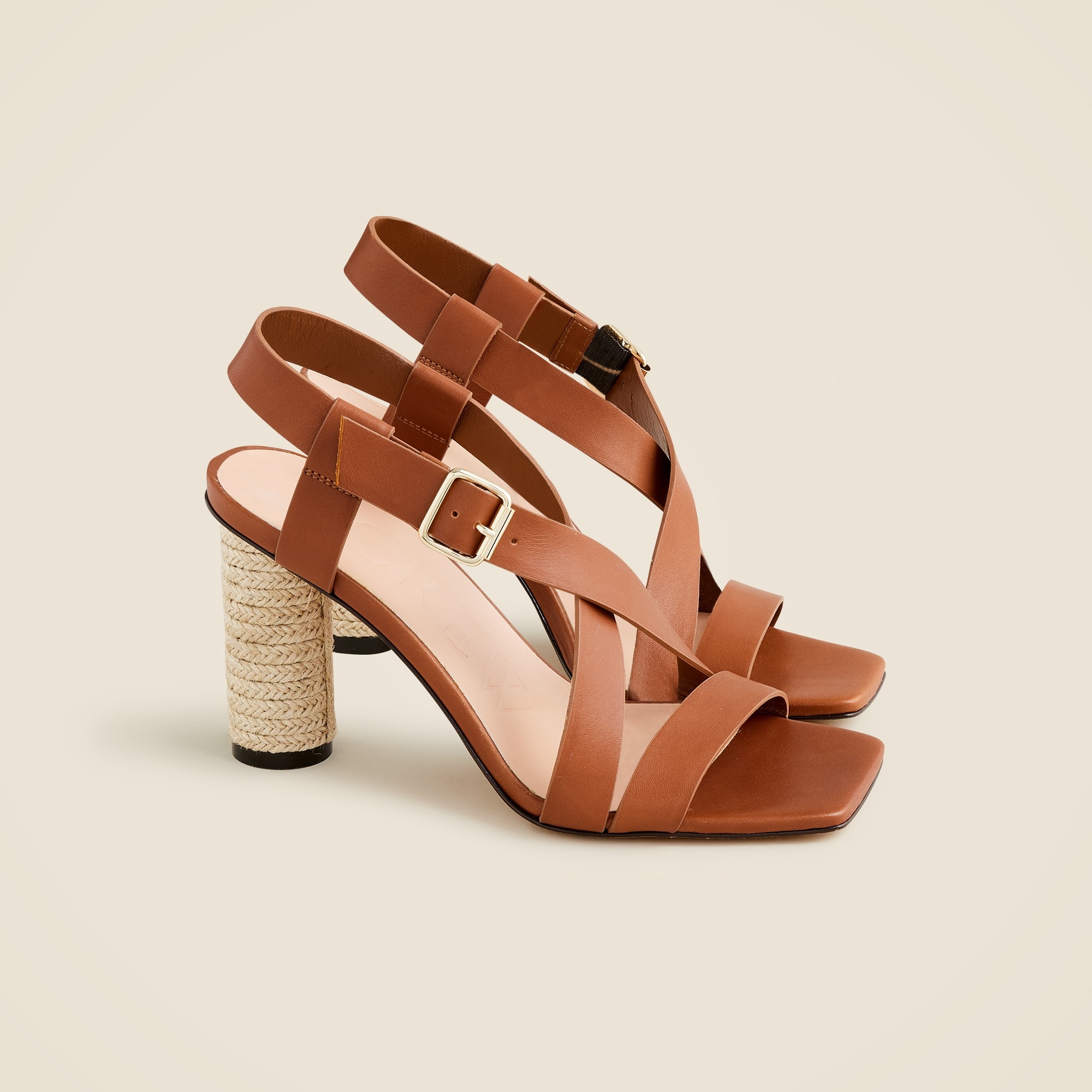 J.Crew: Rounded Rope-heel Sandals In Leather For Women