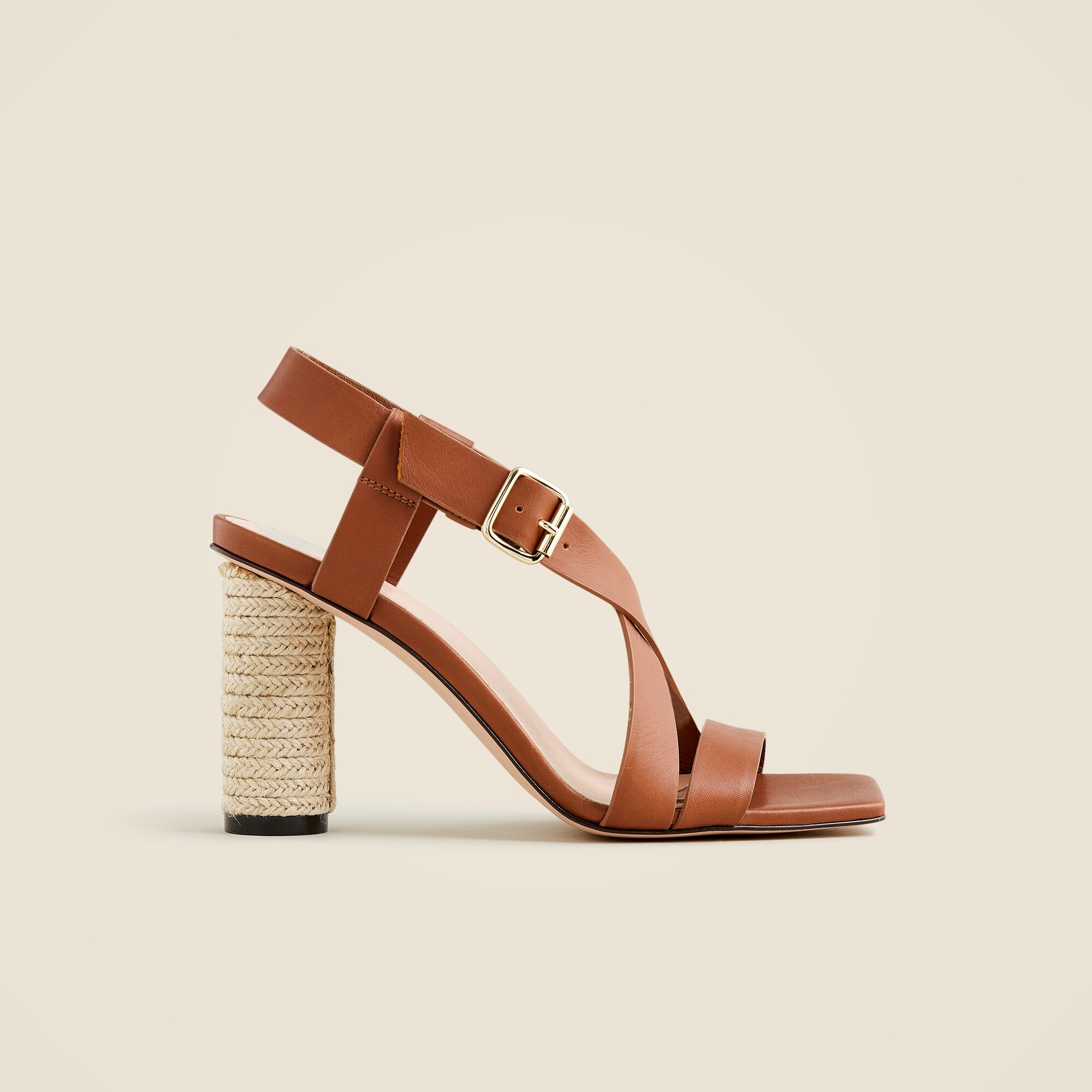 J.Crew: Rounded Rope-heel Sandals In Leather For Women