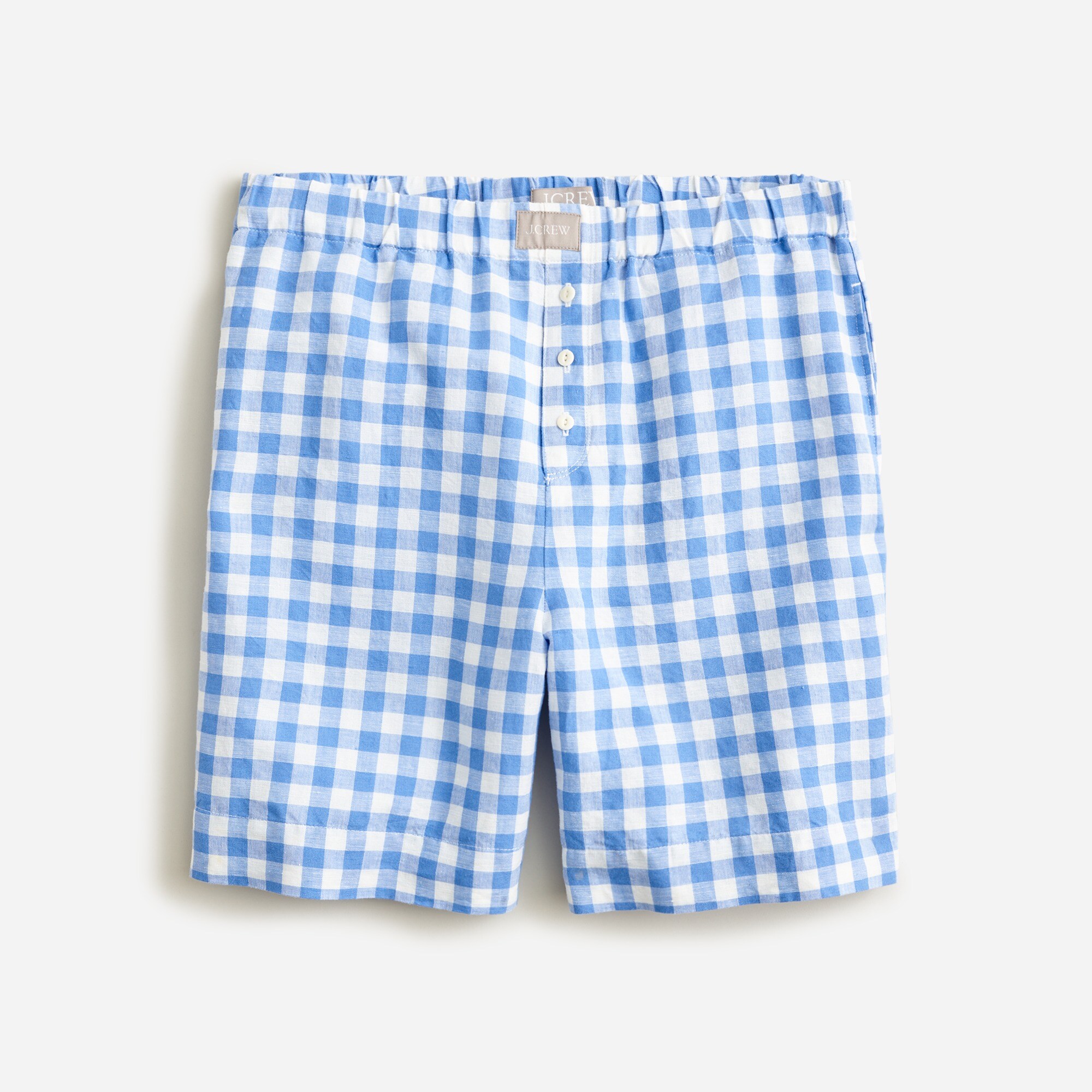 J.Crew: Relaxed Boxer Short In Gingham Linen-cotton Blend For Women