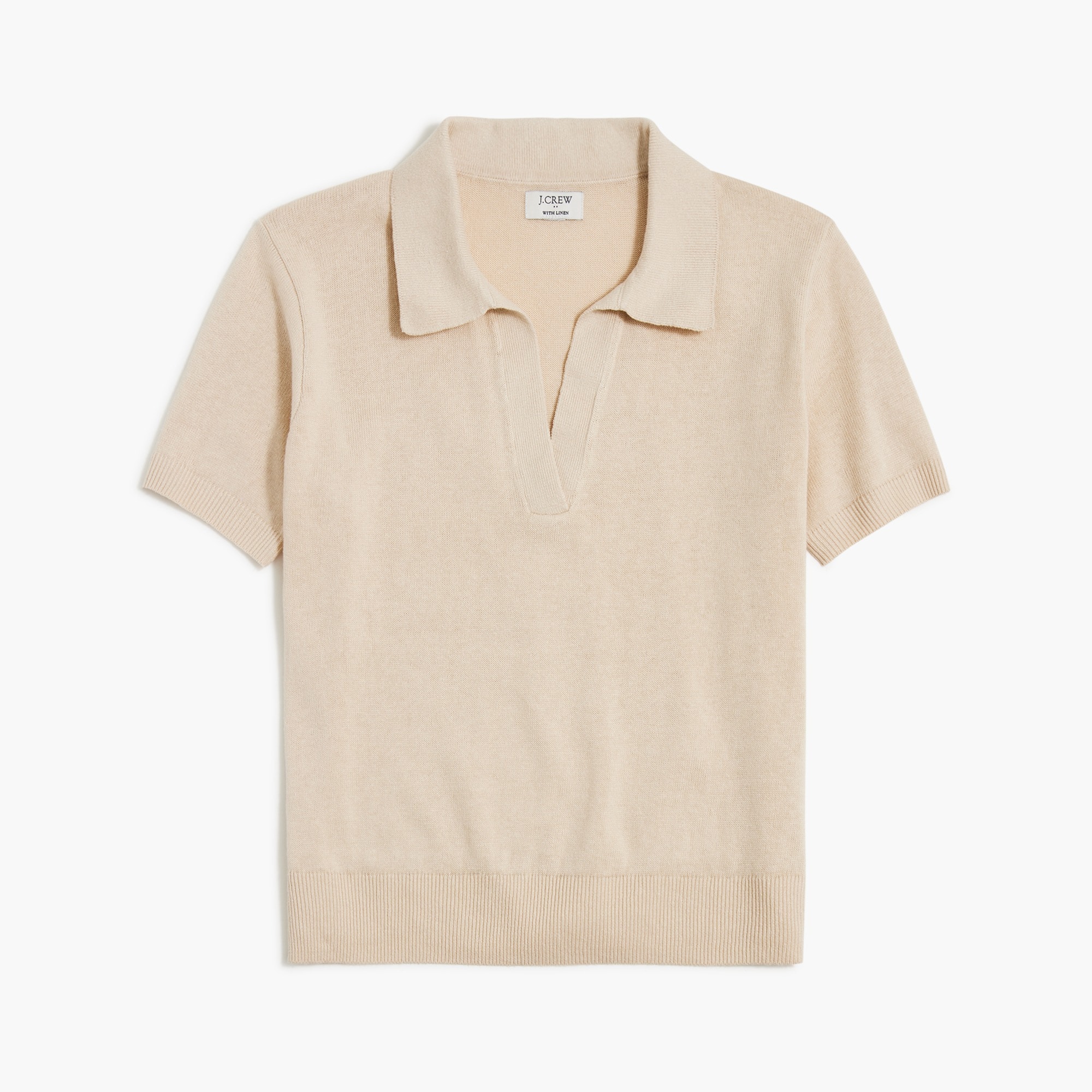 Factory: Linen-blend Short-sleeve Polo Sweater For Women