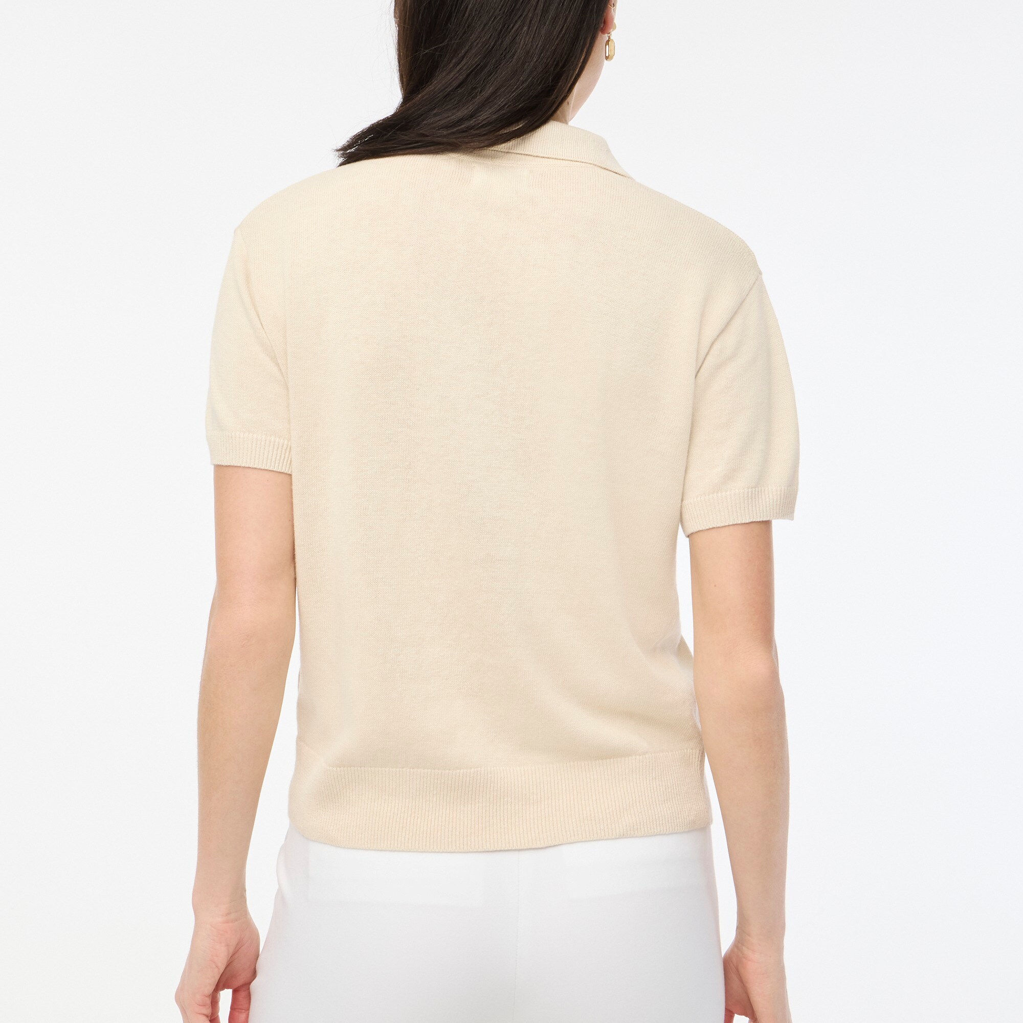 Factory: Linen-blend Short-sleeve Polo Sweater For Women