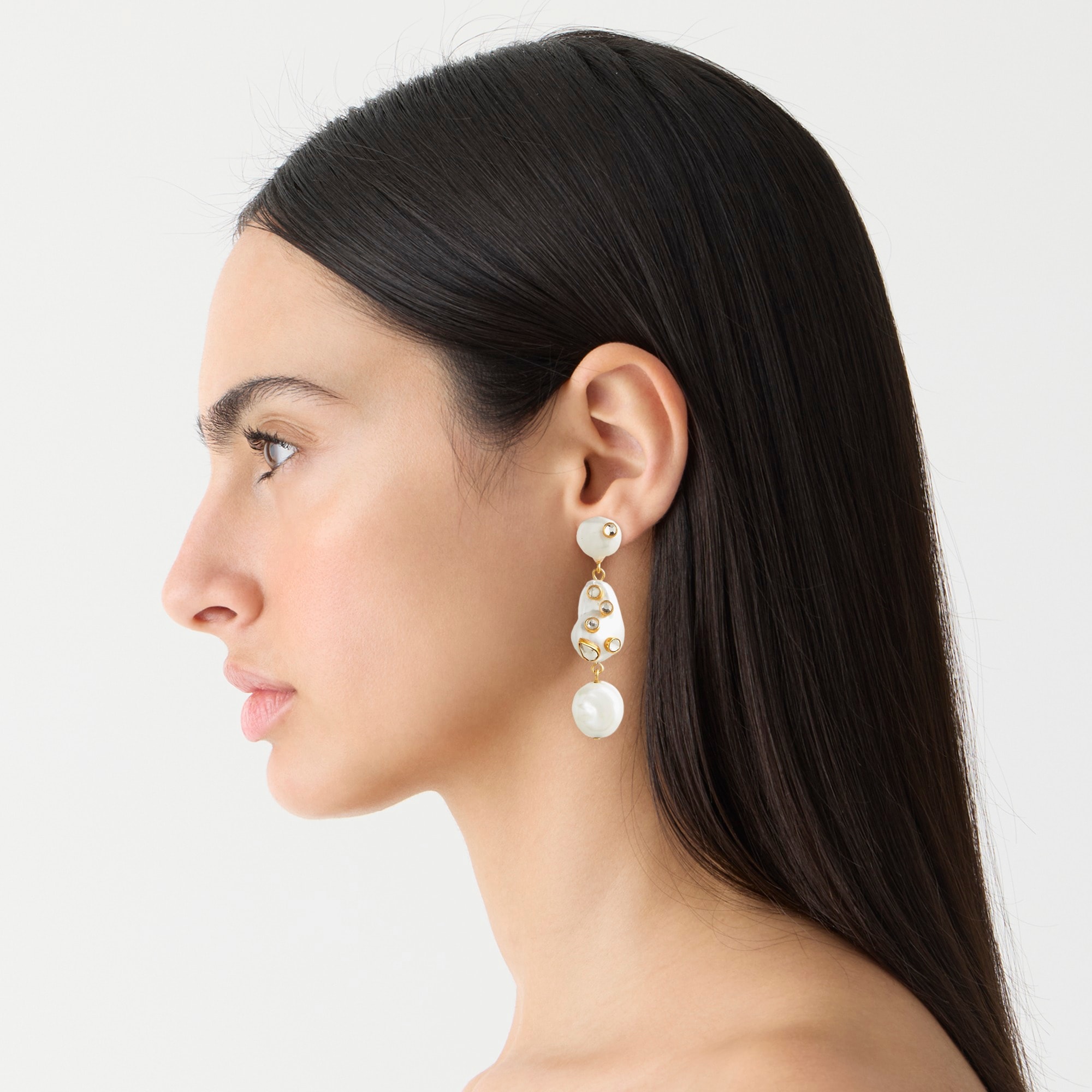 J.Crew: Crystal-embellished Pearl Drop Earrings For Women