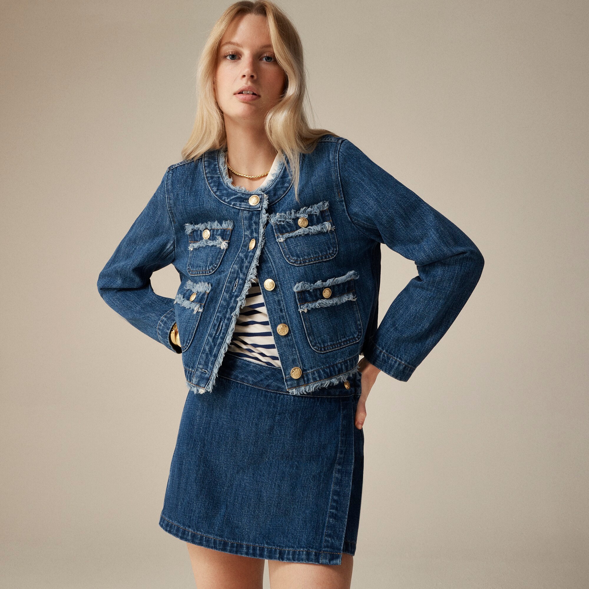 J.Crew: Frayed Denim Lady Jacket For Women