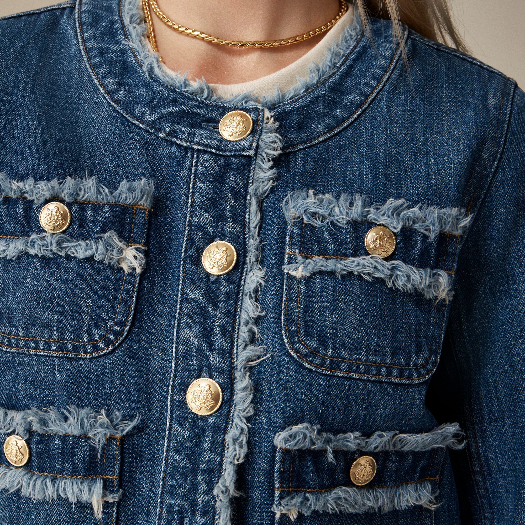 J.Crew: Frayed Denim Lady Jacket For Women