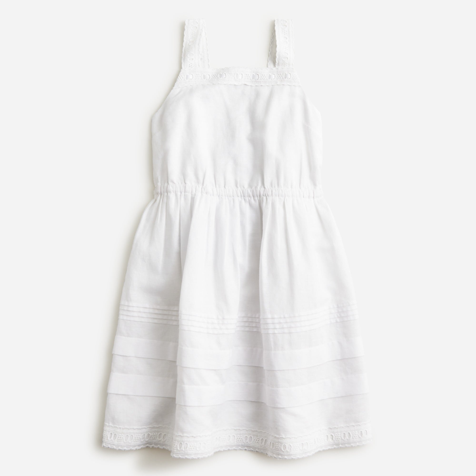 J.Crew: Girls' Eyelet Apron Dress In Linen-cotton Blend For Girls