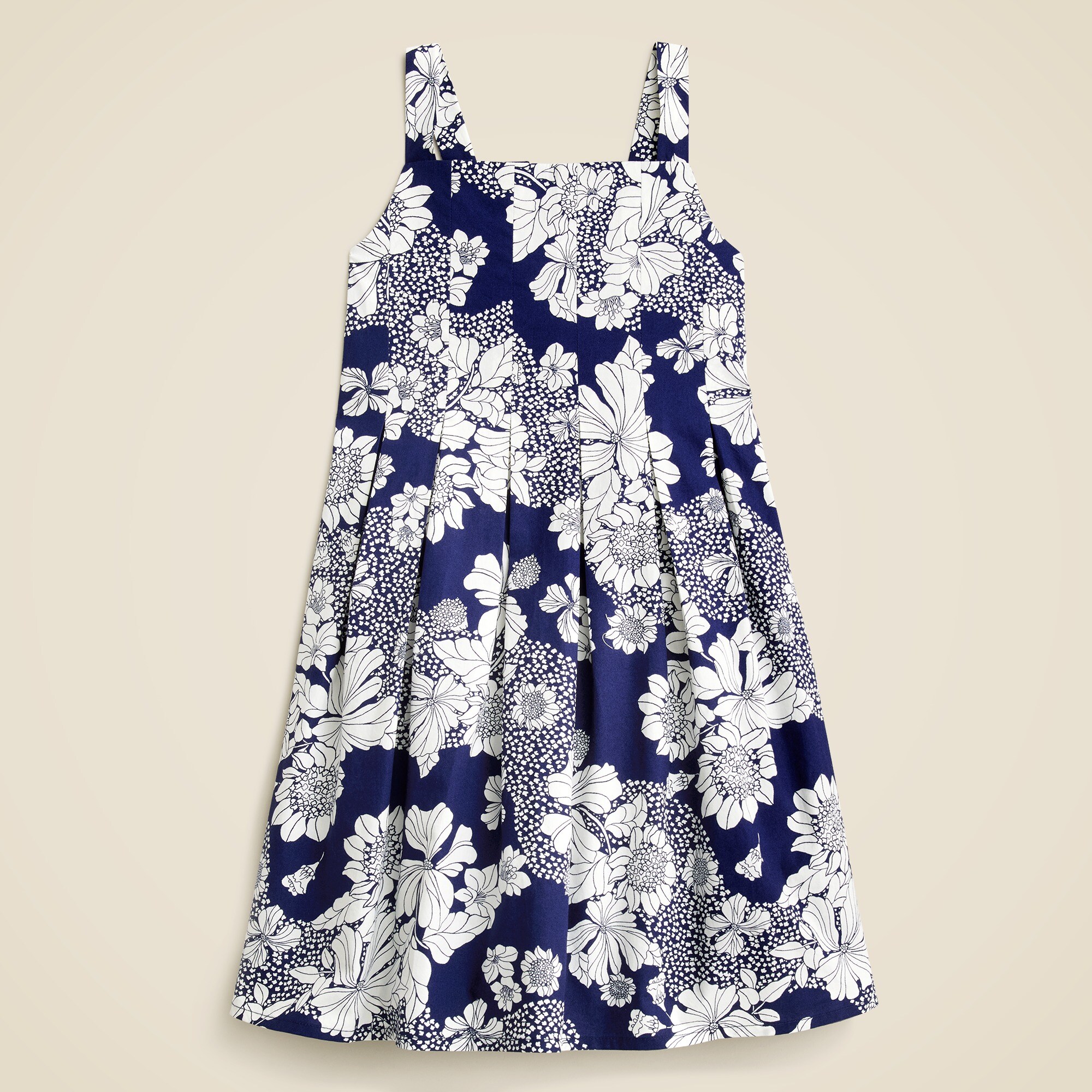 J.Crew: Girls' Pleated Apron Dress In Indigo Floral For Girls