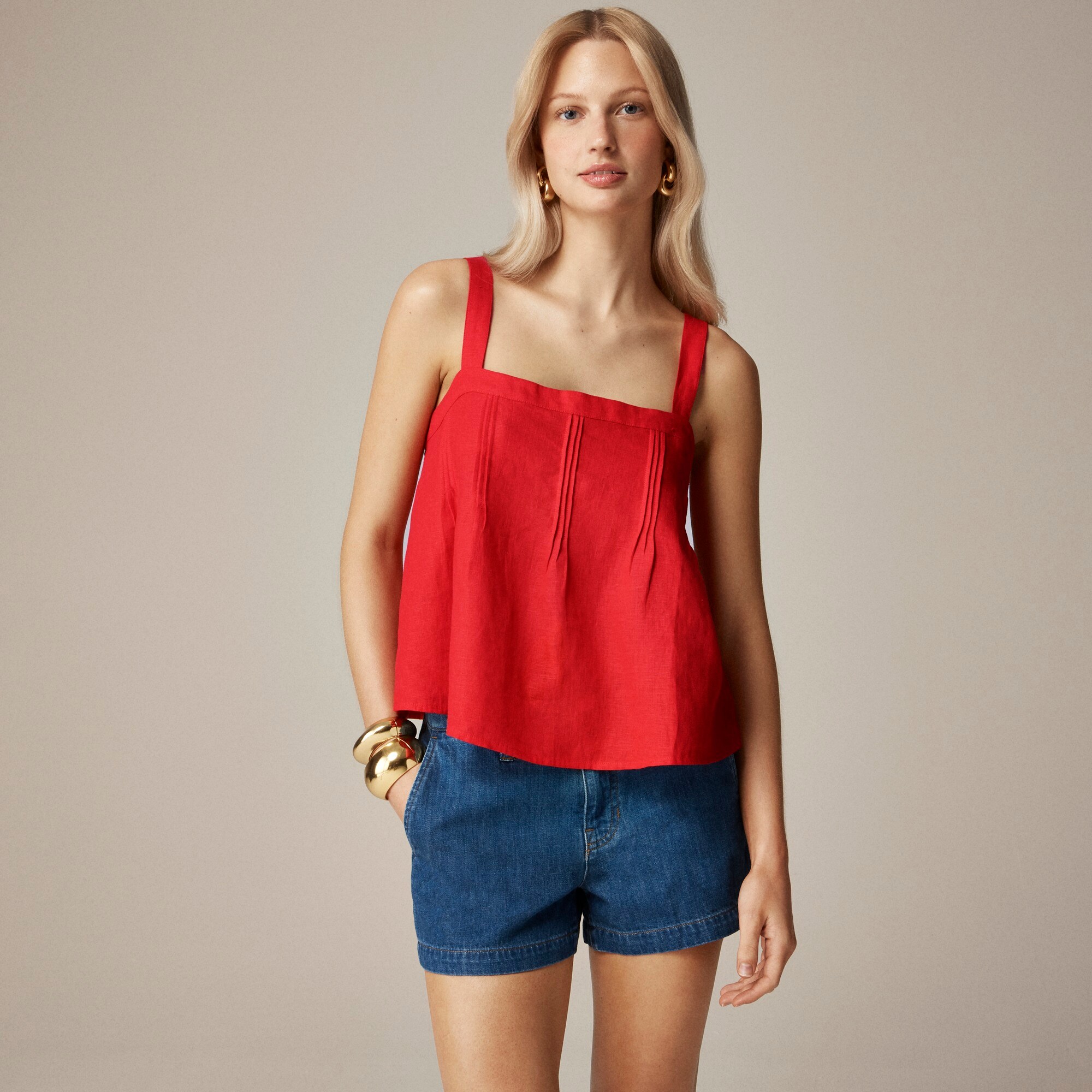 J.Crew: Bow-back Linen Top For Women