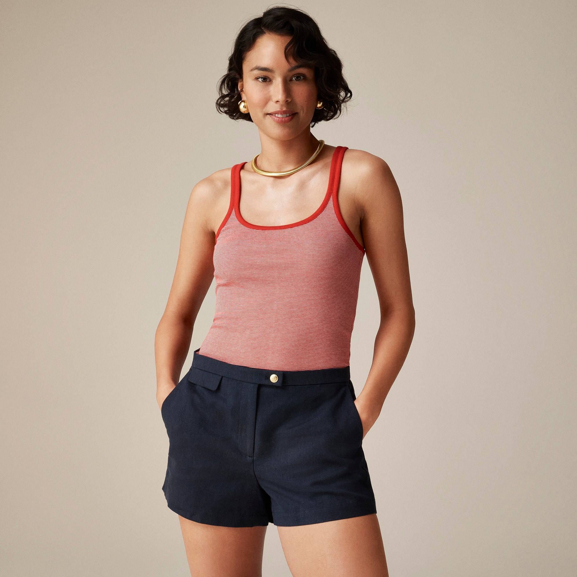 J.Crew: Fine Rib Racerback Tank Top In Stripe For Women