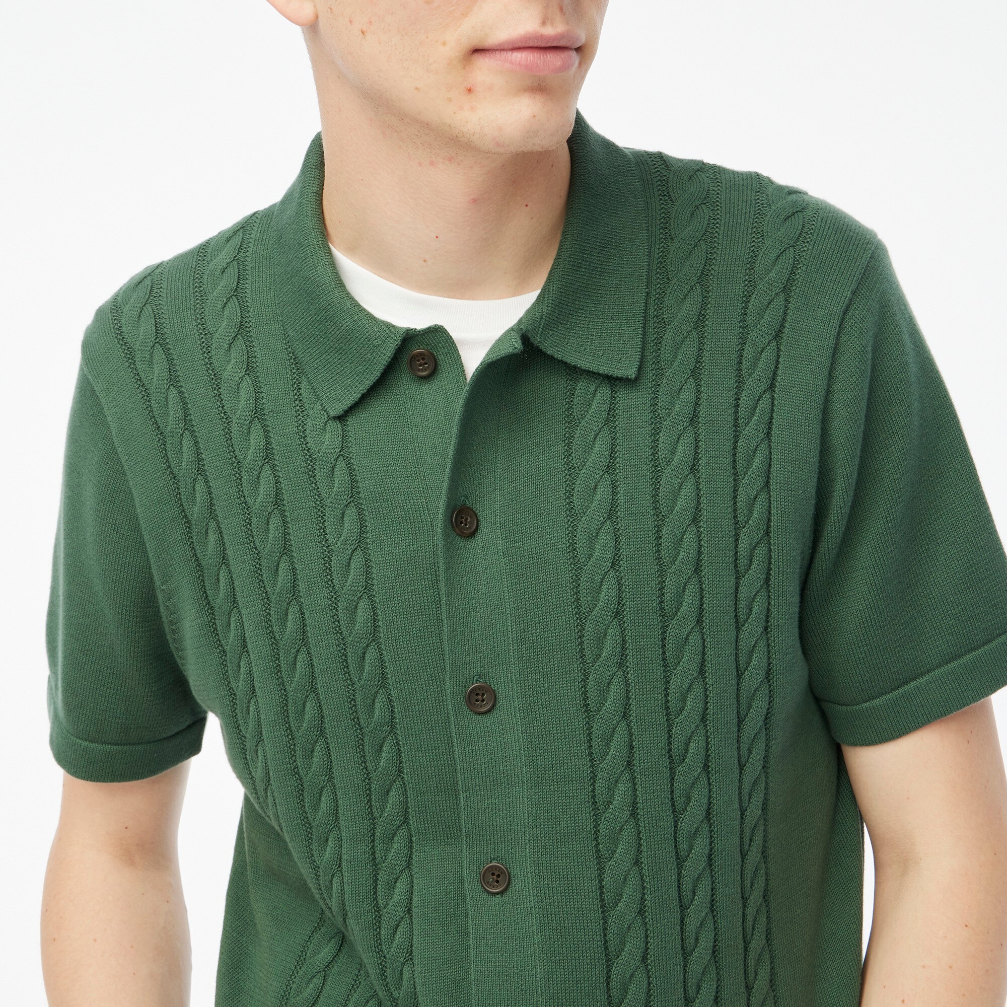 Factory: Cable Button-front Sweater-polo For Men