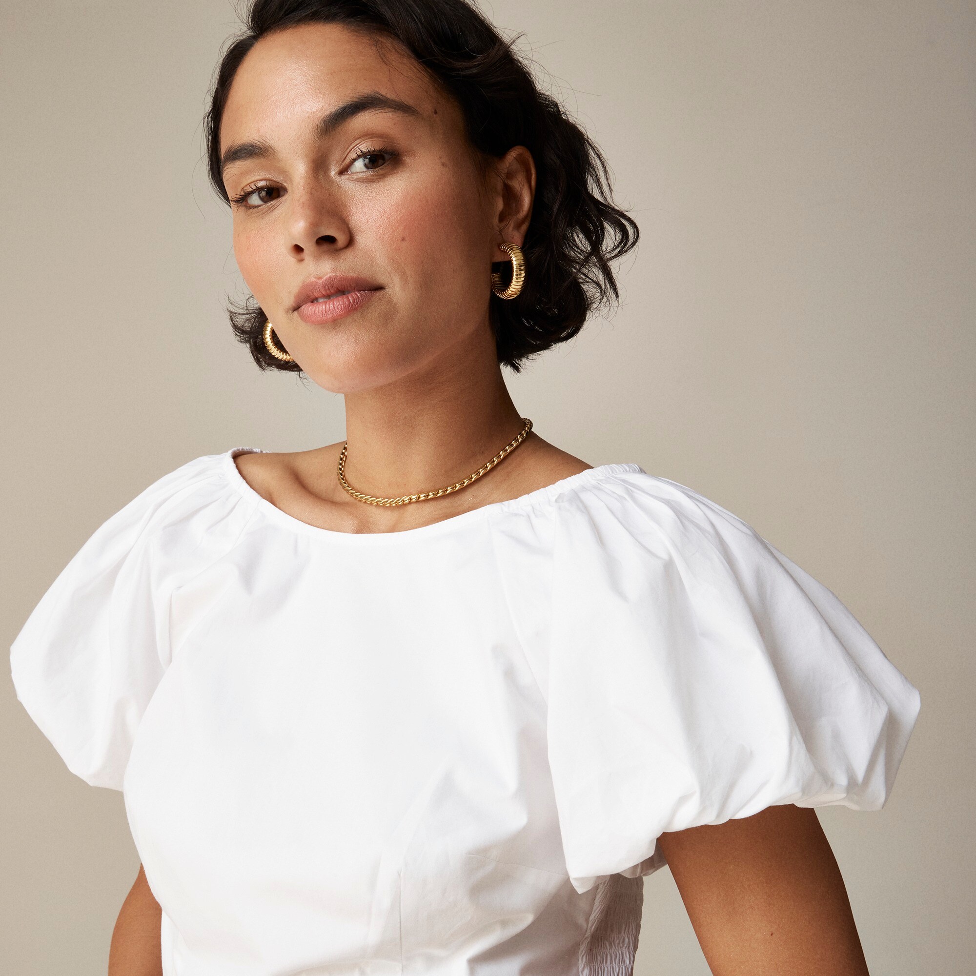 J.Crew: Fitted Puff-sleeve Top For Women
