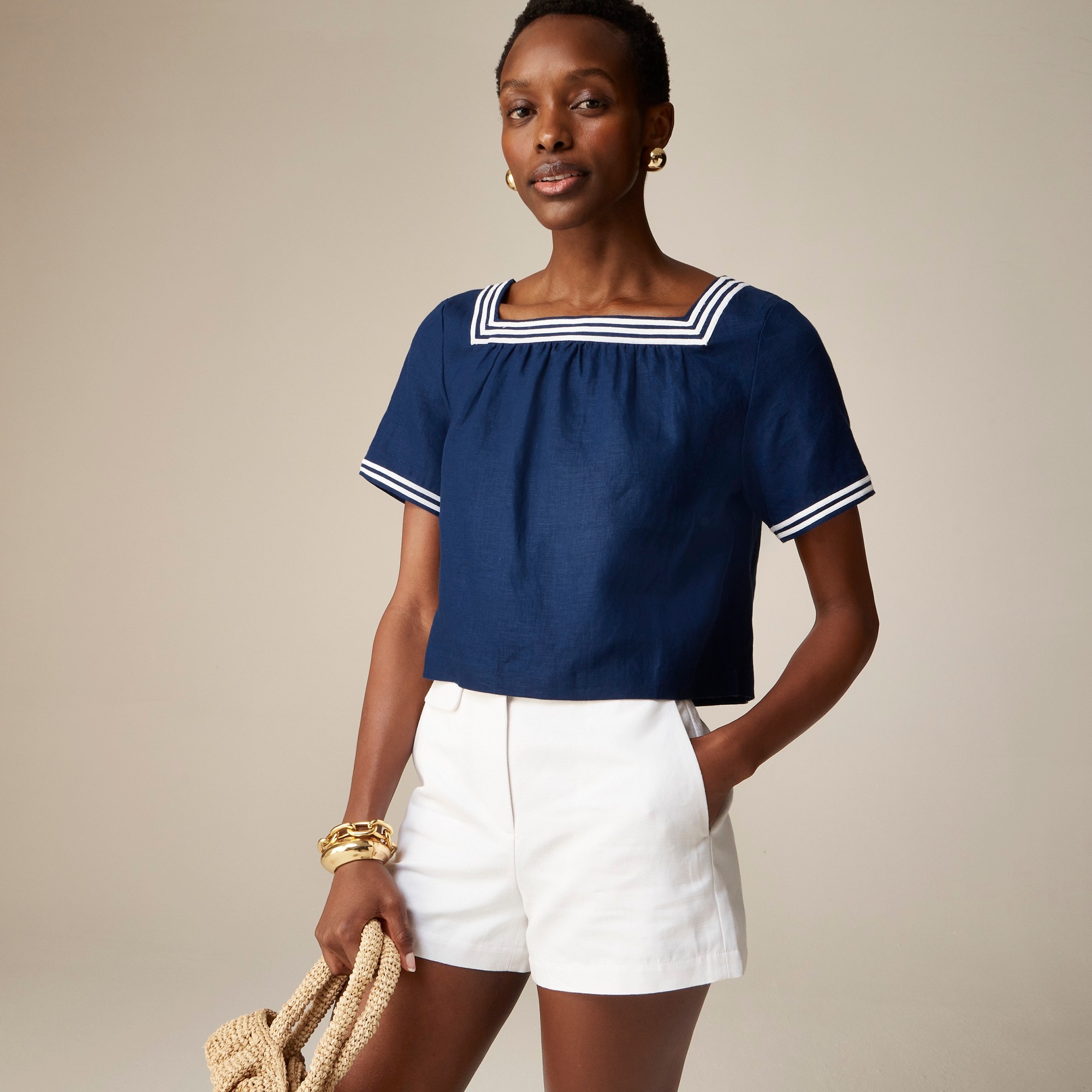 J.Crew: Sailor Squareneck Top For Women