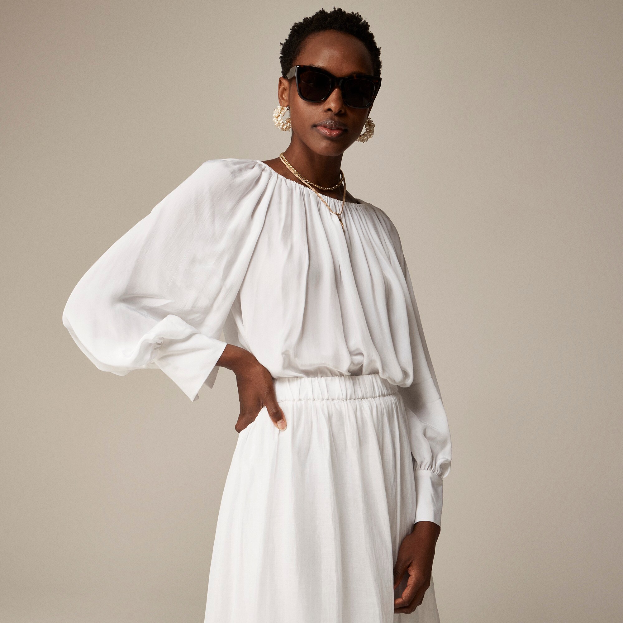 J.Crew: Collection Sheer Gathered Top For Women
