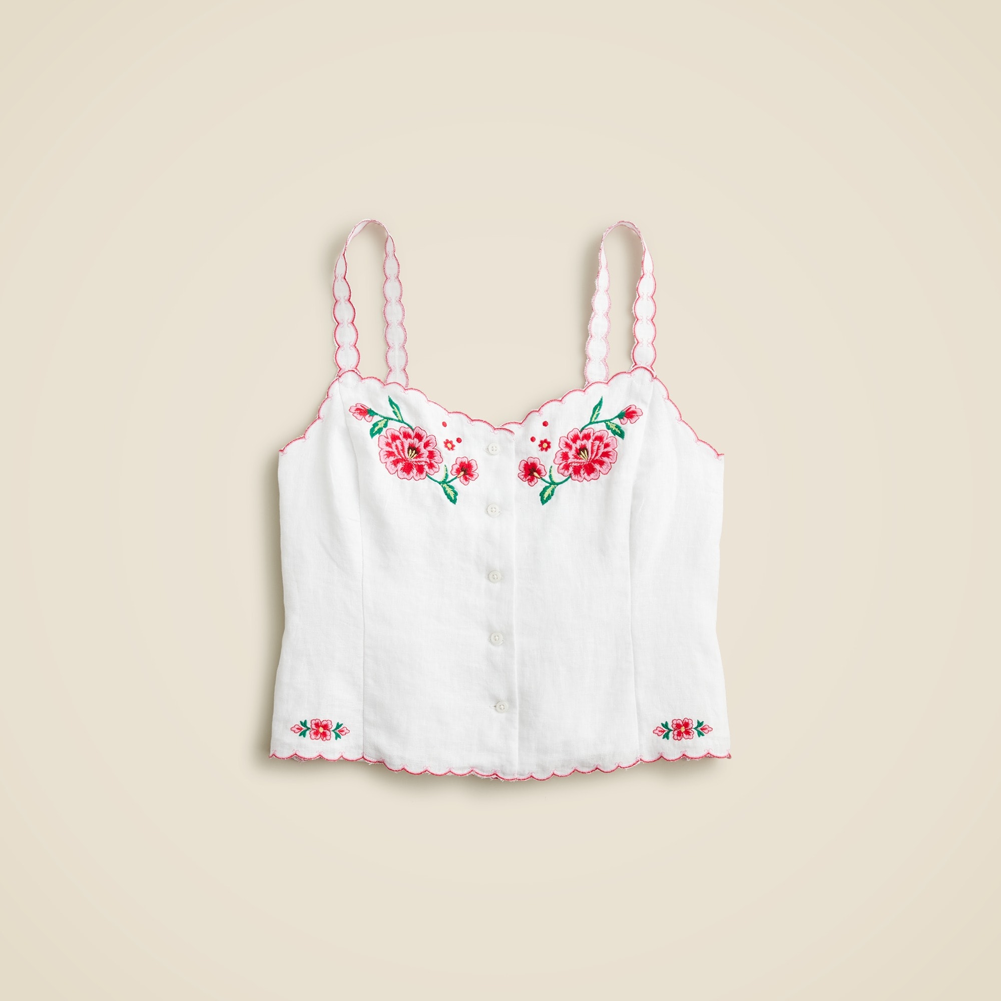 Embroidered Tank Top In Linen For Women | J.Crew