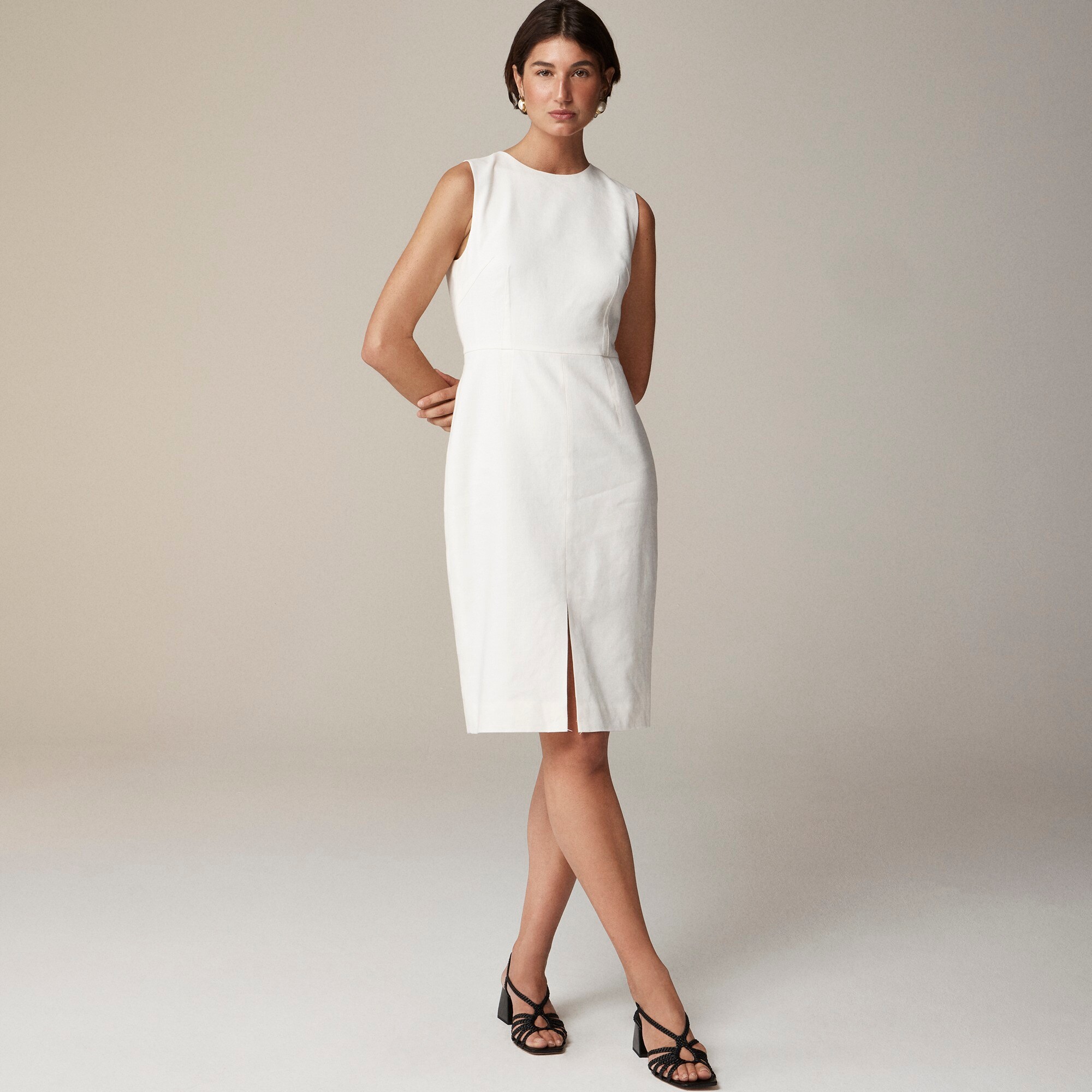 J.Crew: High-neck Sheath Dress In Stretch Linen Blend For Women