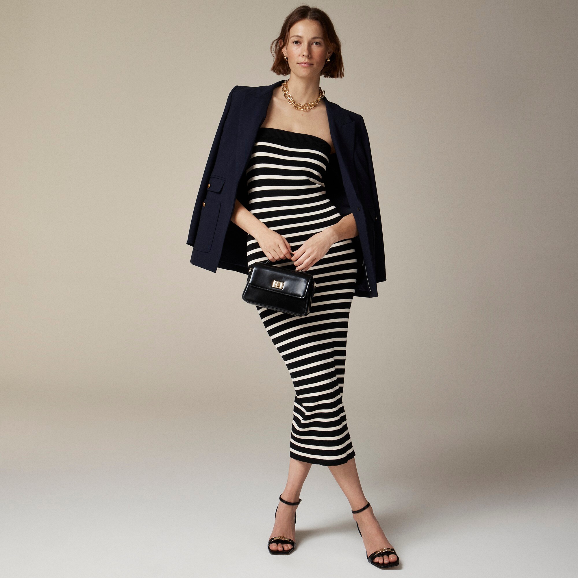 J.Crew: Cyan Strapless Sweater-dress In Stripe For Women