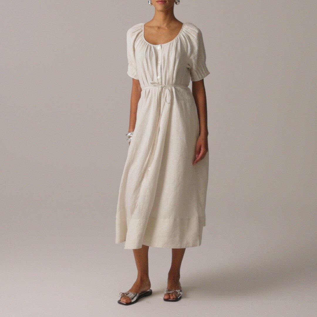 J.Crew: Button-up Midi Dress In Linen For Women