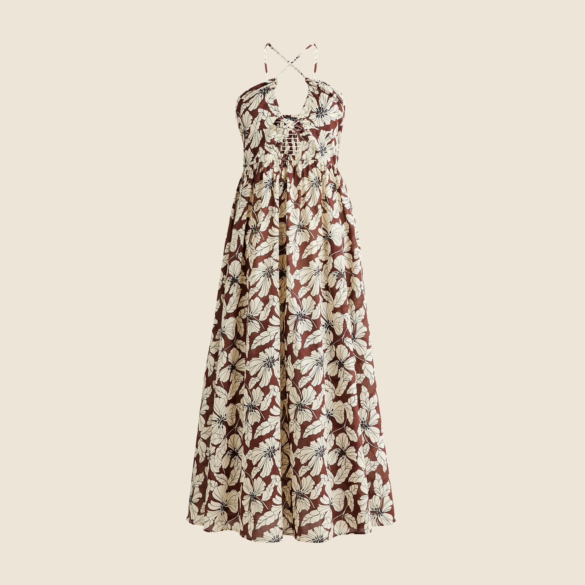 J.Crew: Cutout Halter Beach Dress In Floral Cotton Voile For Women