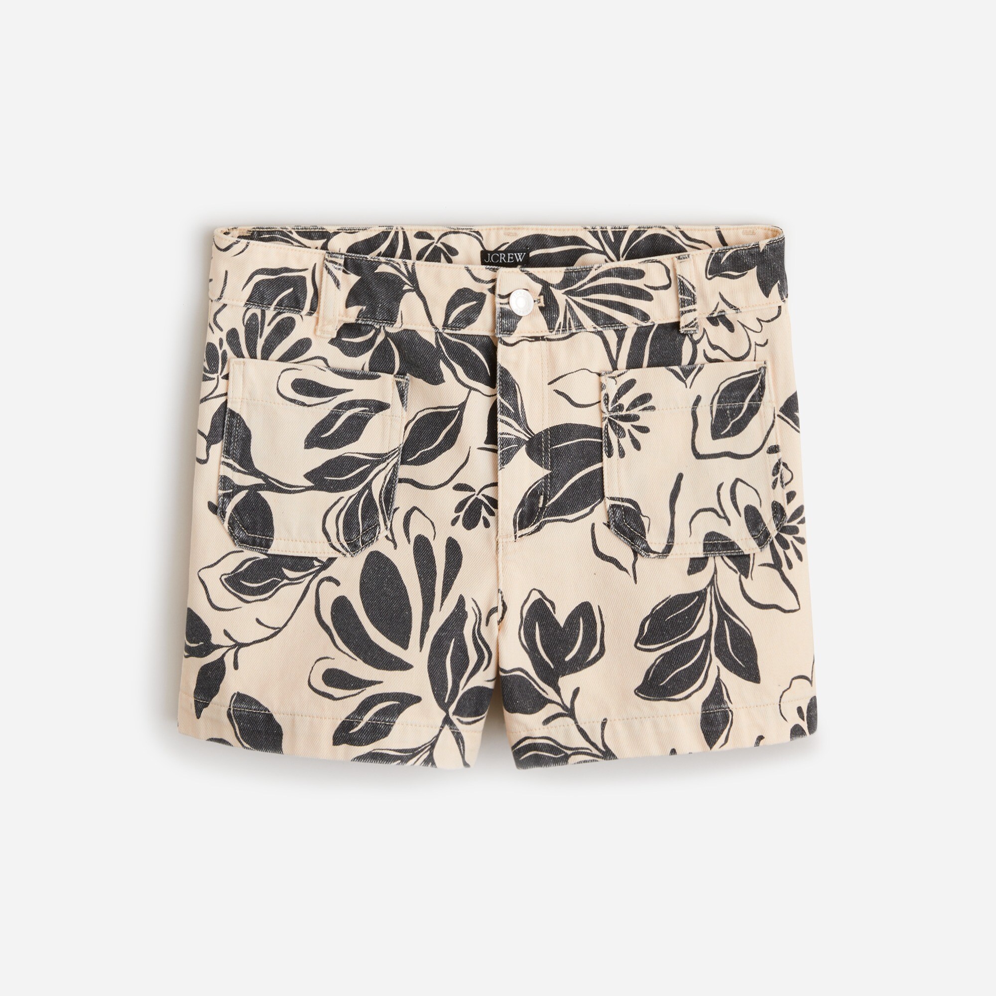 Patch-pocket Denim Short In Berry Block Print For Women | J.Crew