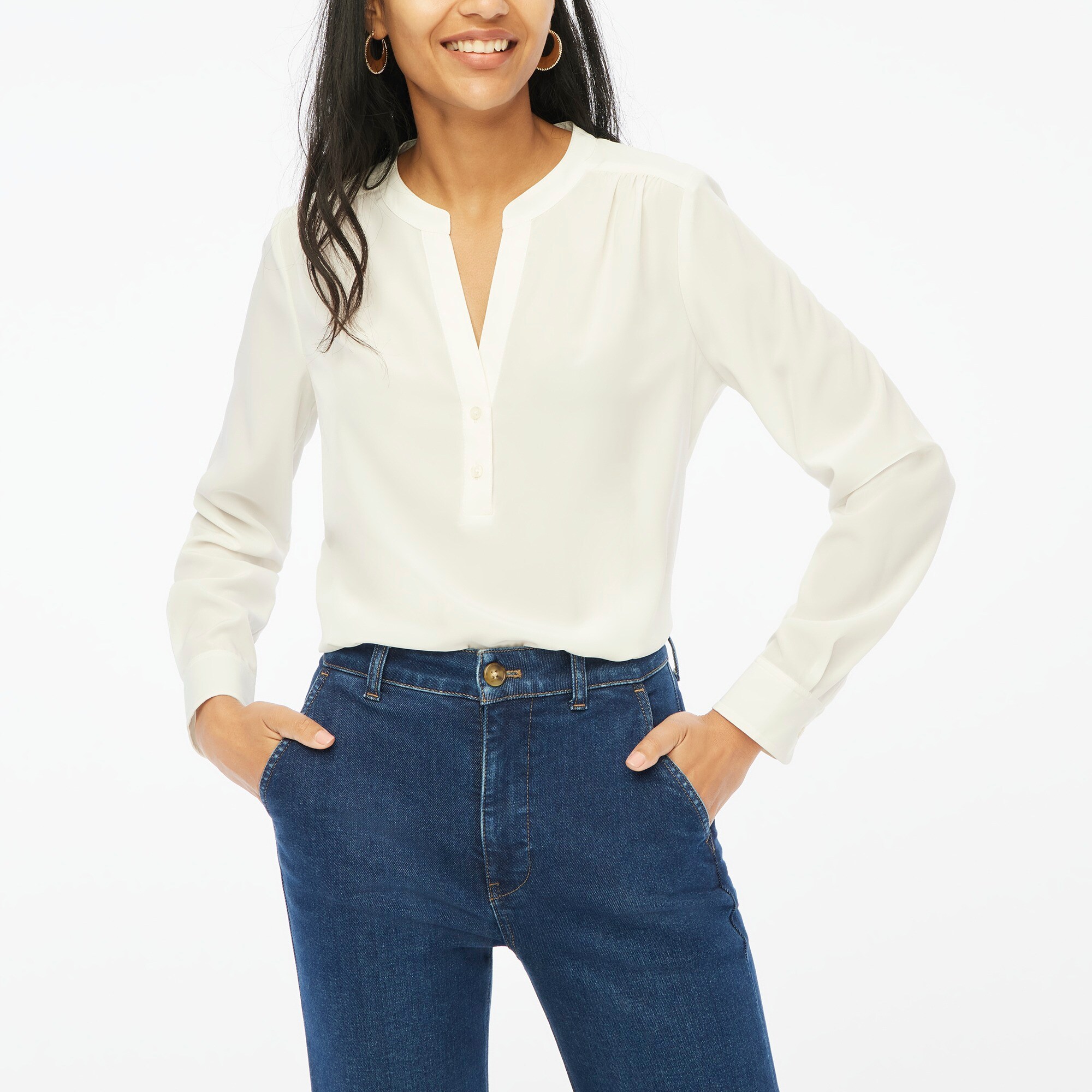 Factory: Popover Placket Blouse For Women