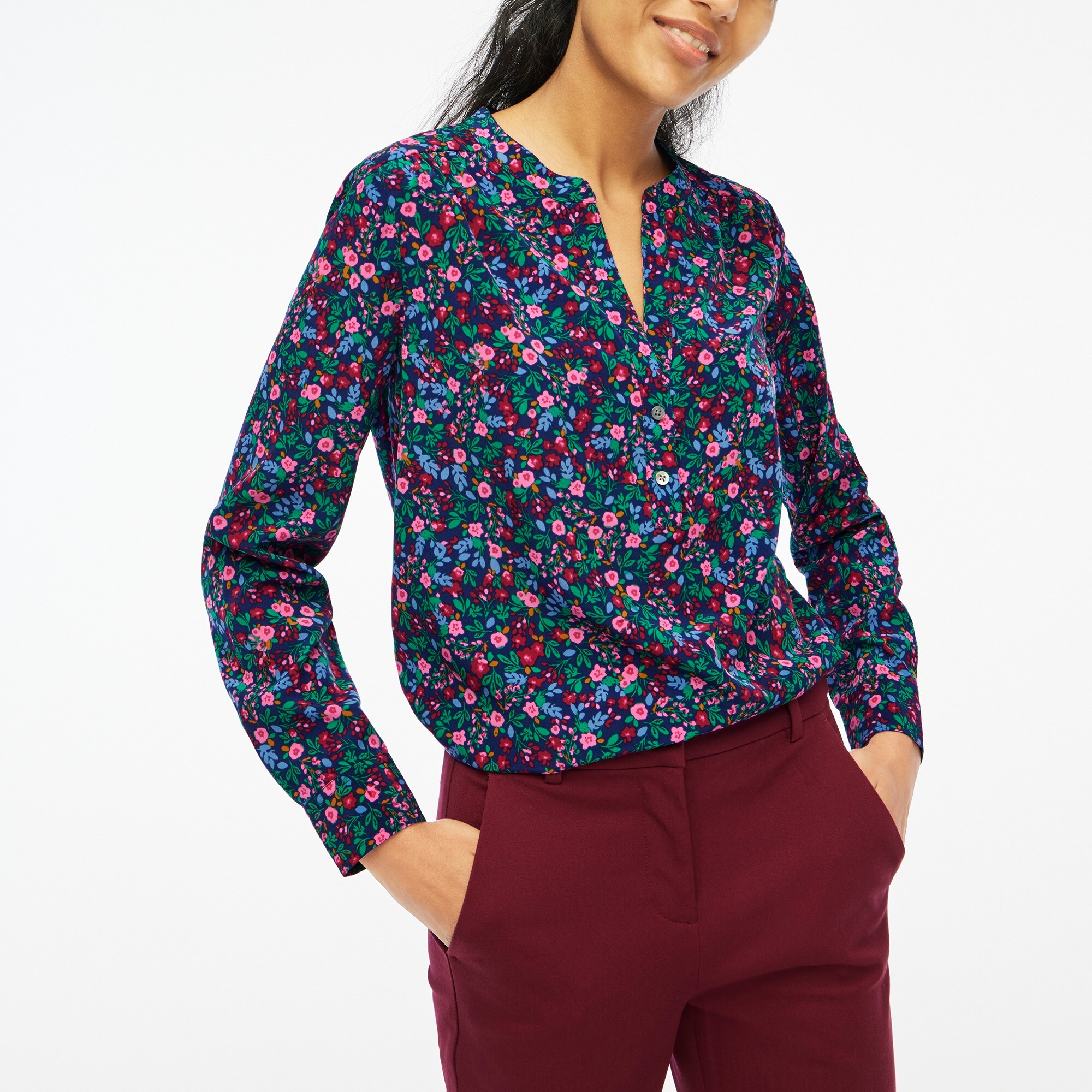 Factory: Popover Placket Blouse For Women