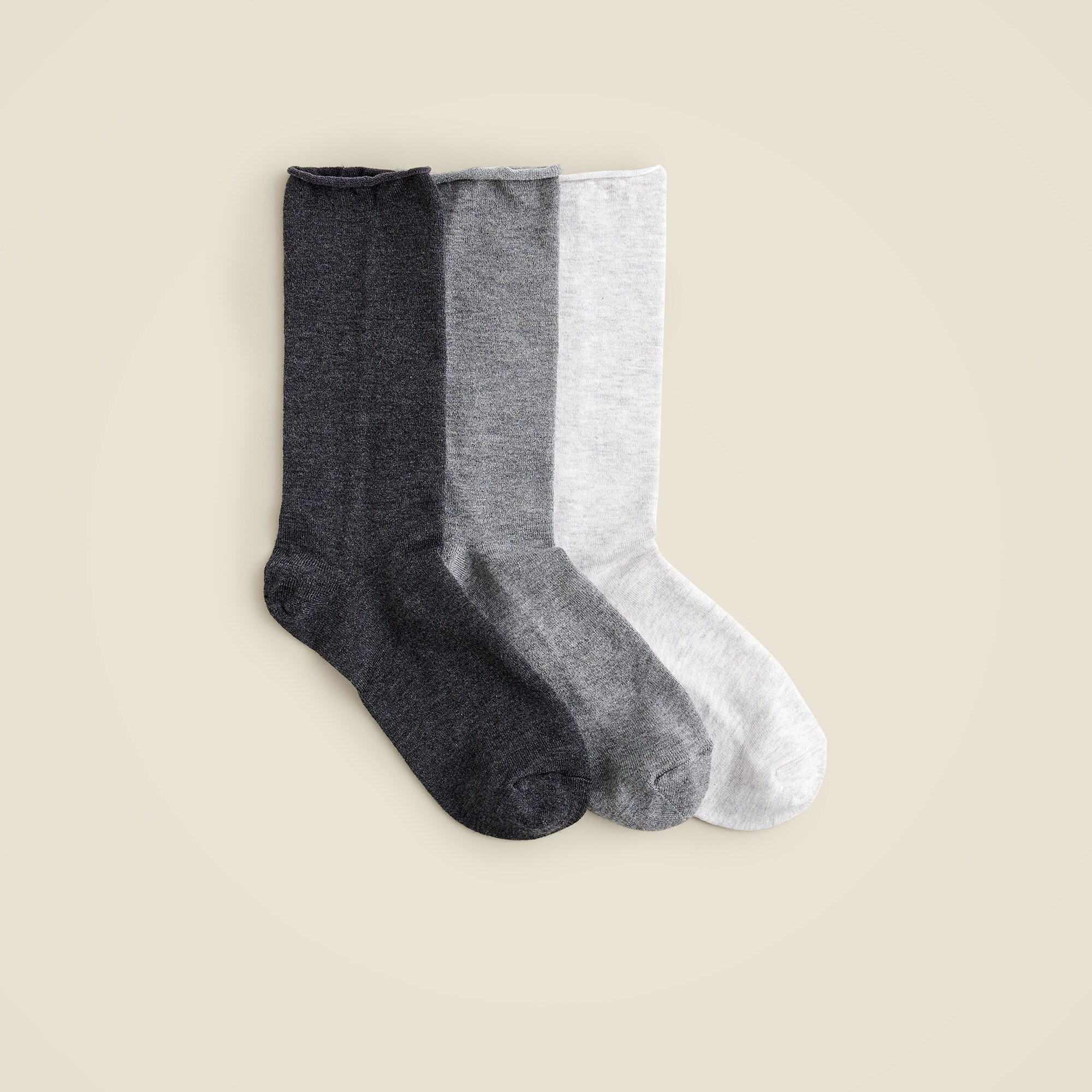 J.Crew: Cozy Rolled-cuff Ribbed Trouser Socks Three-pack For Women