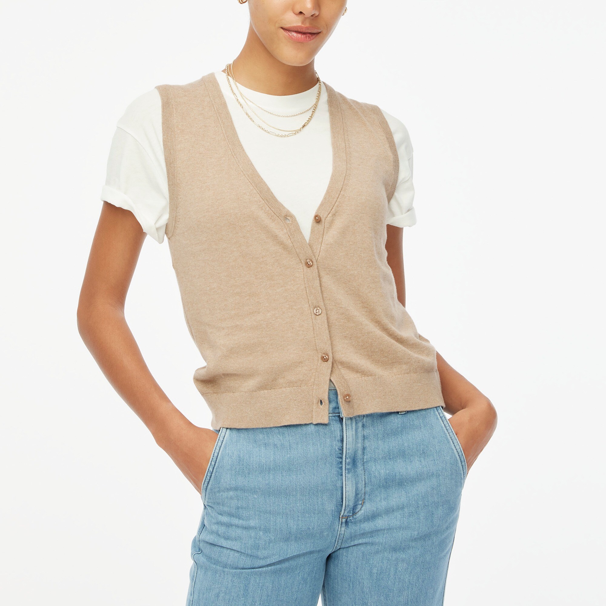 Factory: Button-front Sweater-vest For Women