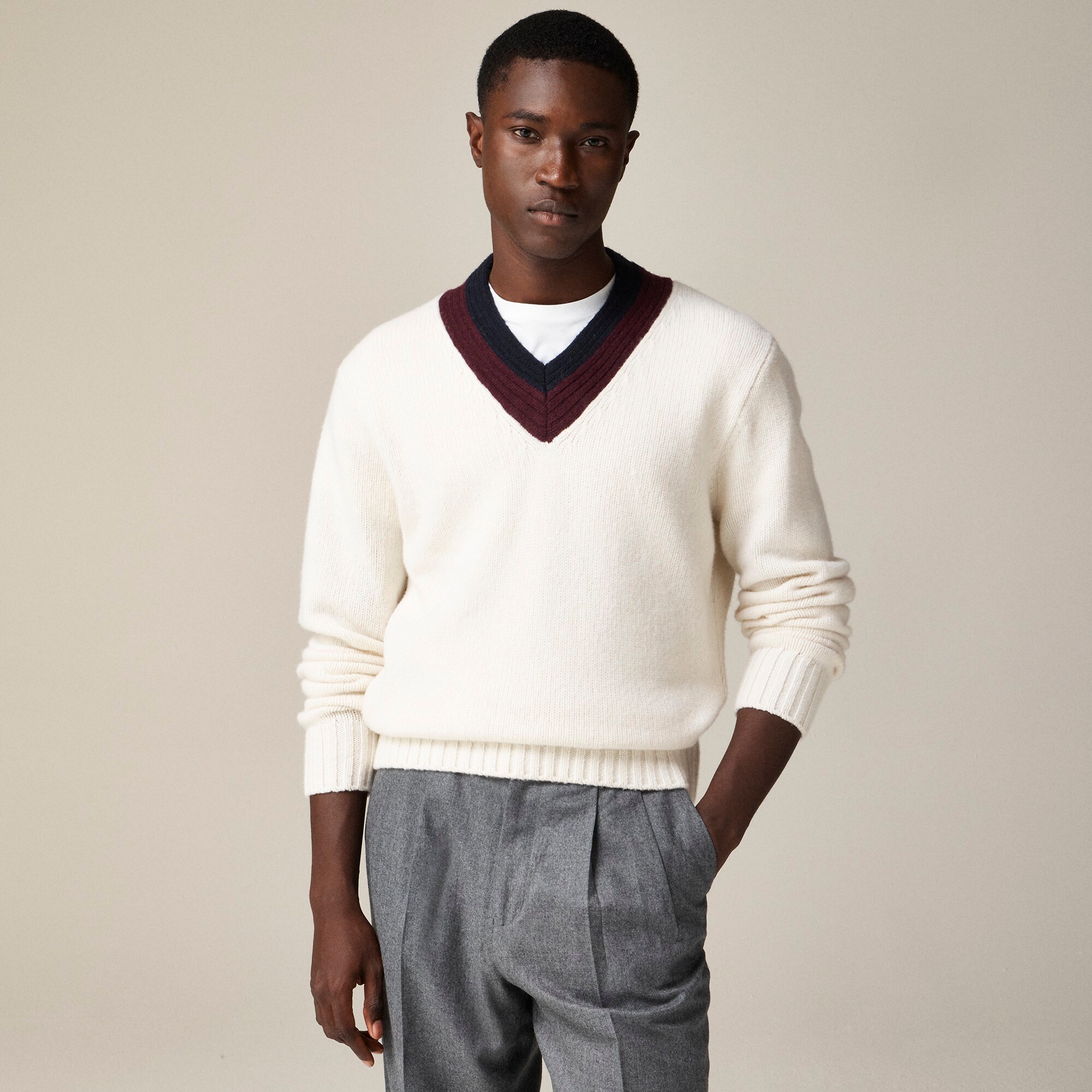 J.Crew: Wool V-neck Cricket Sweater For Men