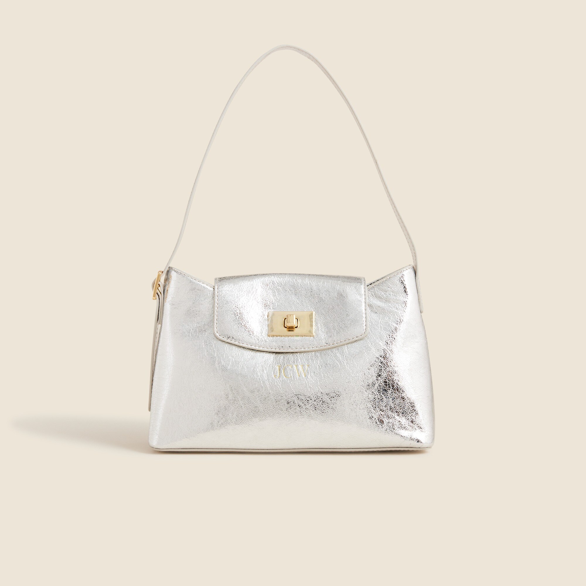 J.Crew: Edie Shoulder Bag In Crinkle Metallic Italian Leather For Women