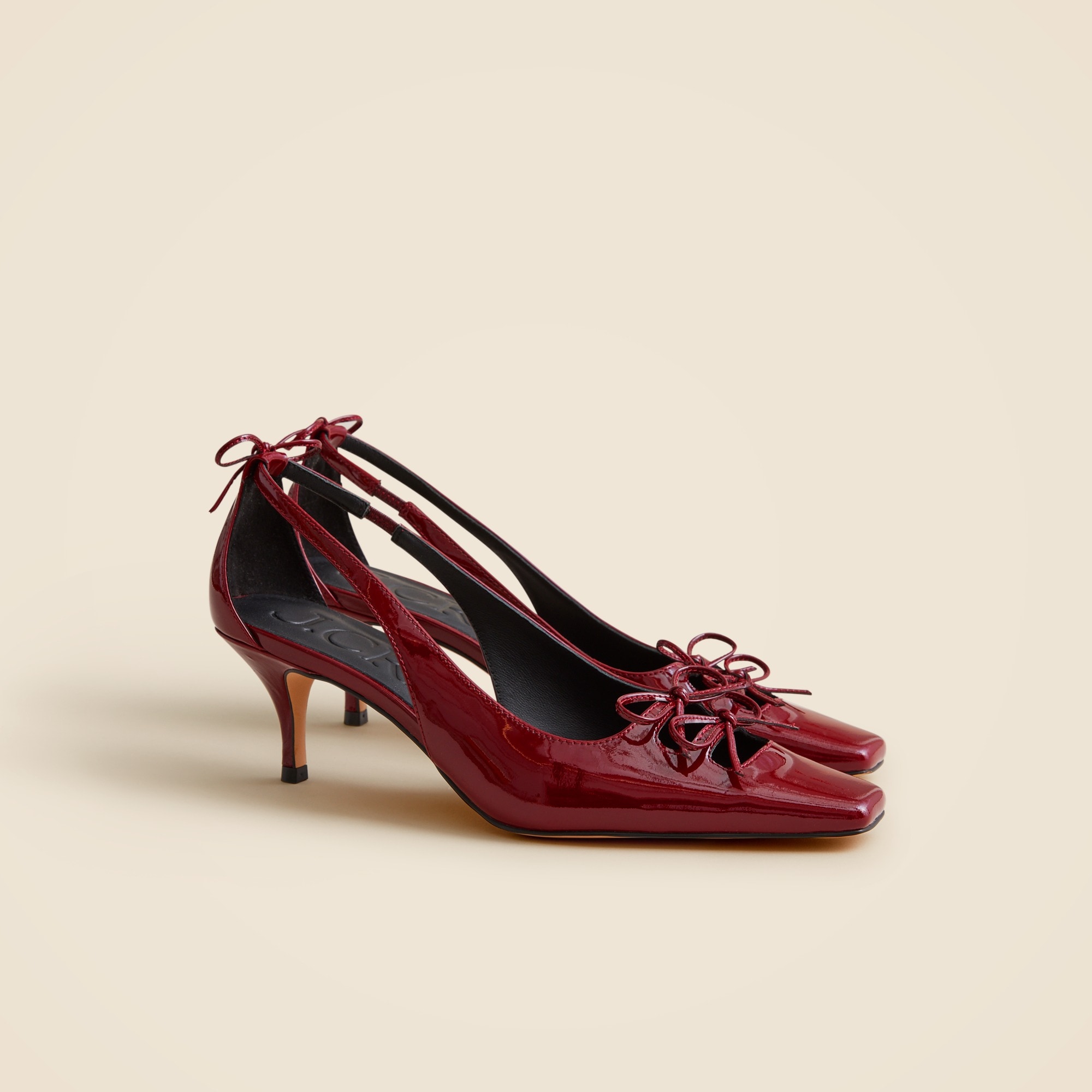 Leona Slingback Bow Heels In Patent Leather For Women | J.Crew