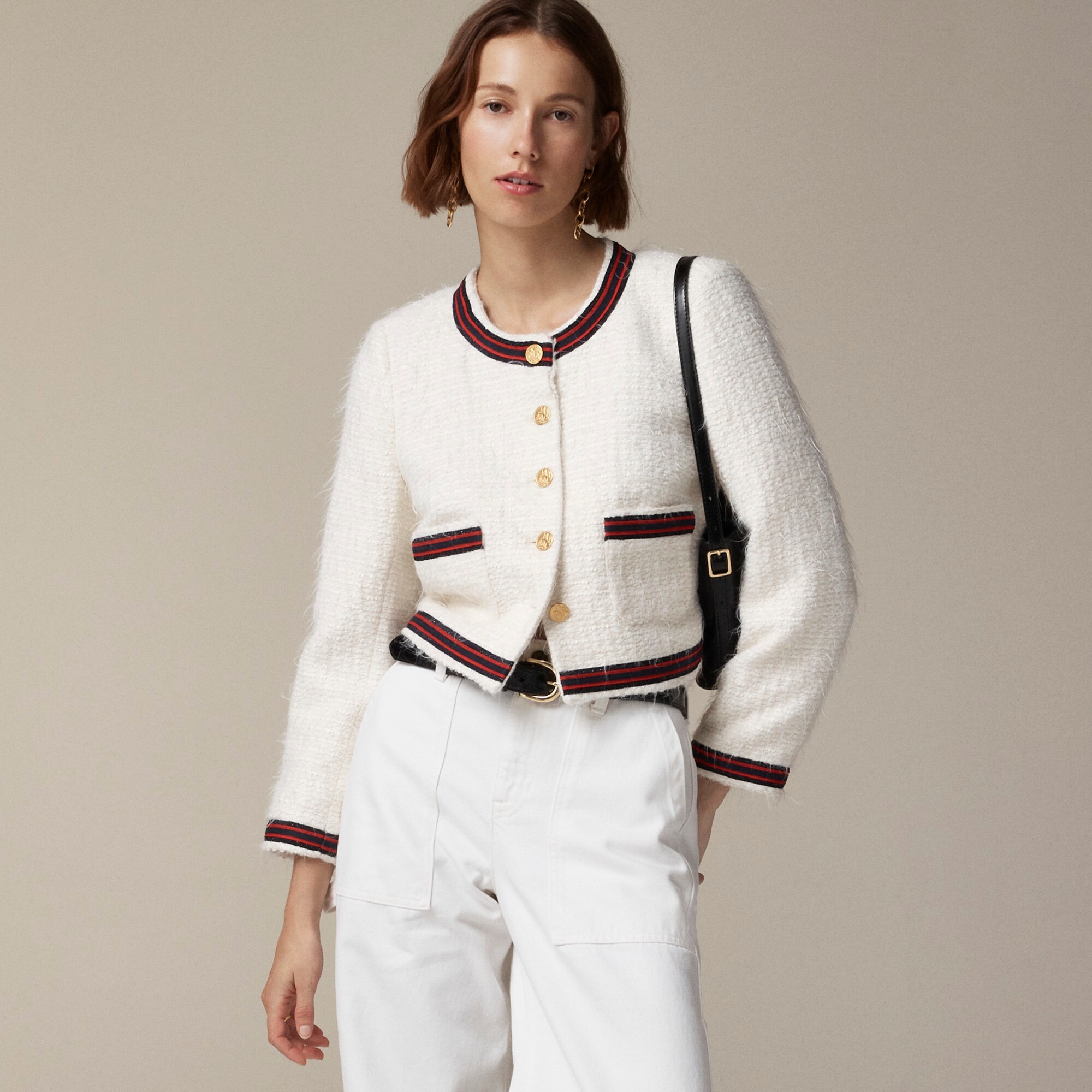 J.Crew: Collection Contrast-trim Lady Jacket In Italian Tweed For Women