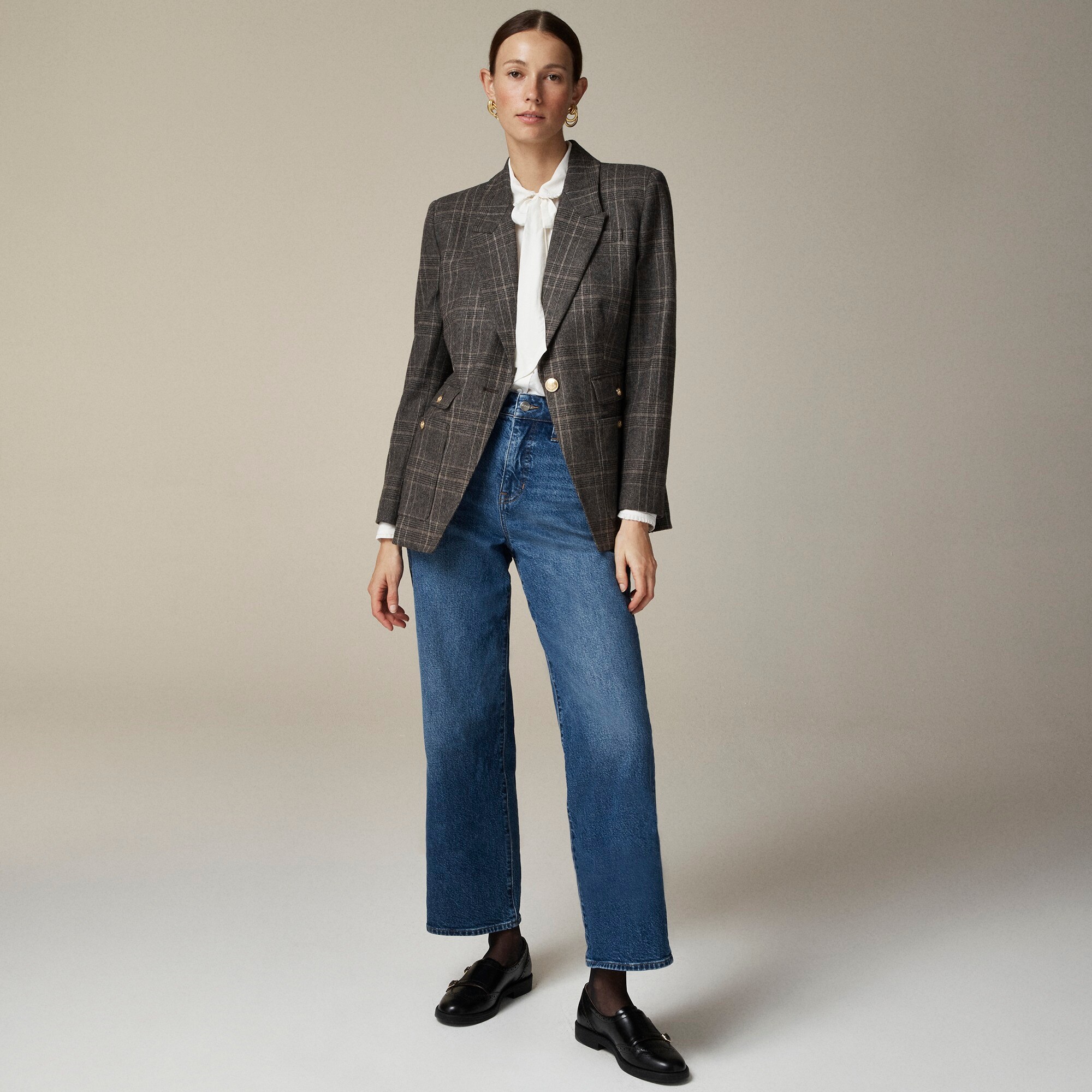 J.Crew: Vivienne Blazer In Plaid Italian Wool Blend For Women
