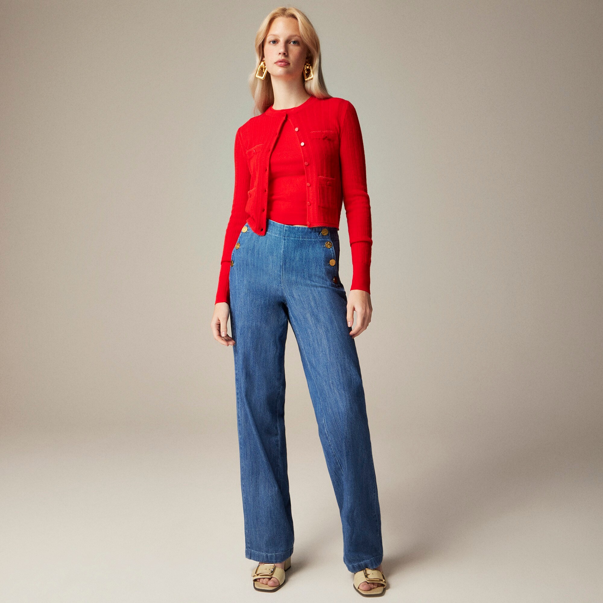 J.Crew: Chambray Sailor Wide-leg Pant For Women