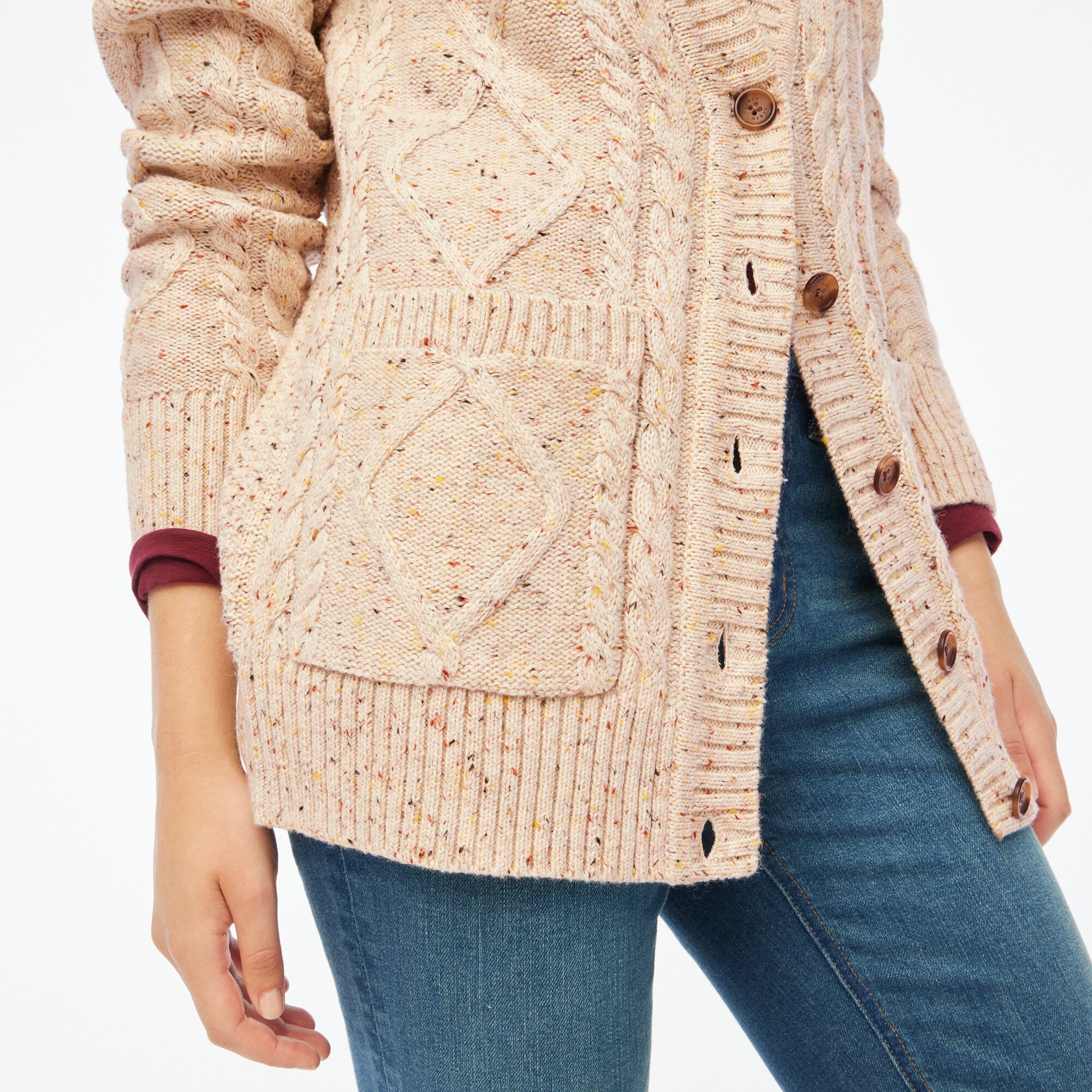 Factory: Donegal Long Cable-knit Cardigan Sweater For Women