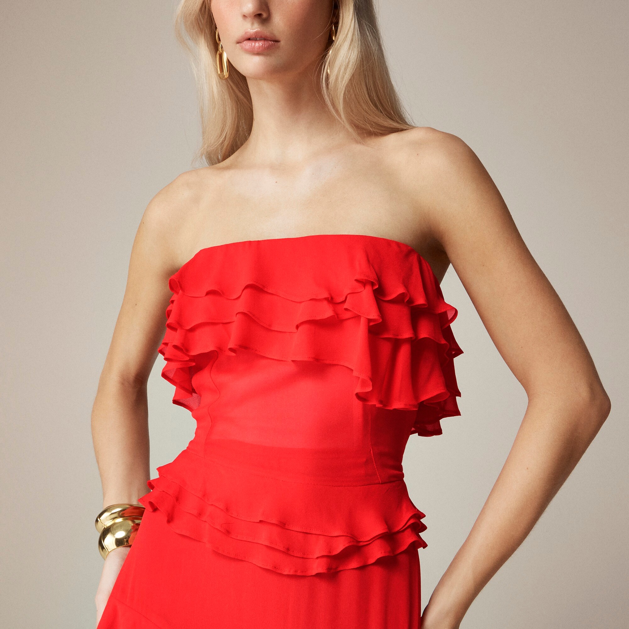 J.Crew: Collection Tiered Ruffle Dress In Chiffon For Women