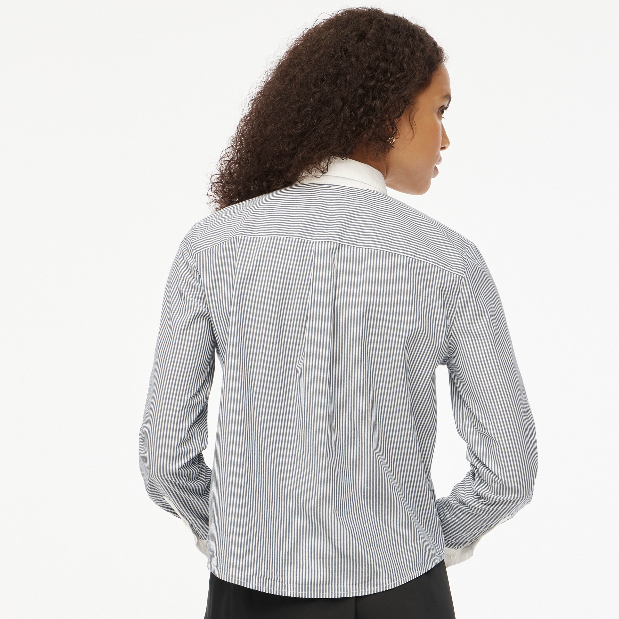 Factory: Striped Modern Button-up Shirt With Contrast Collar For Women