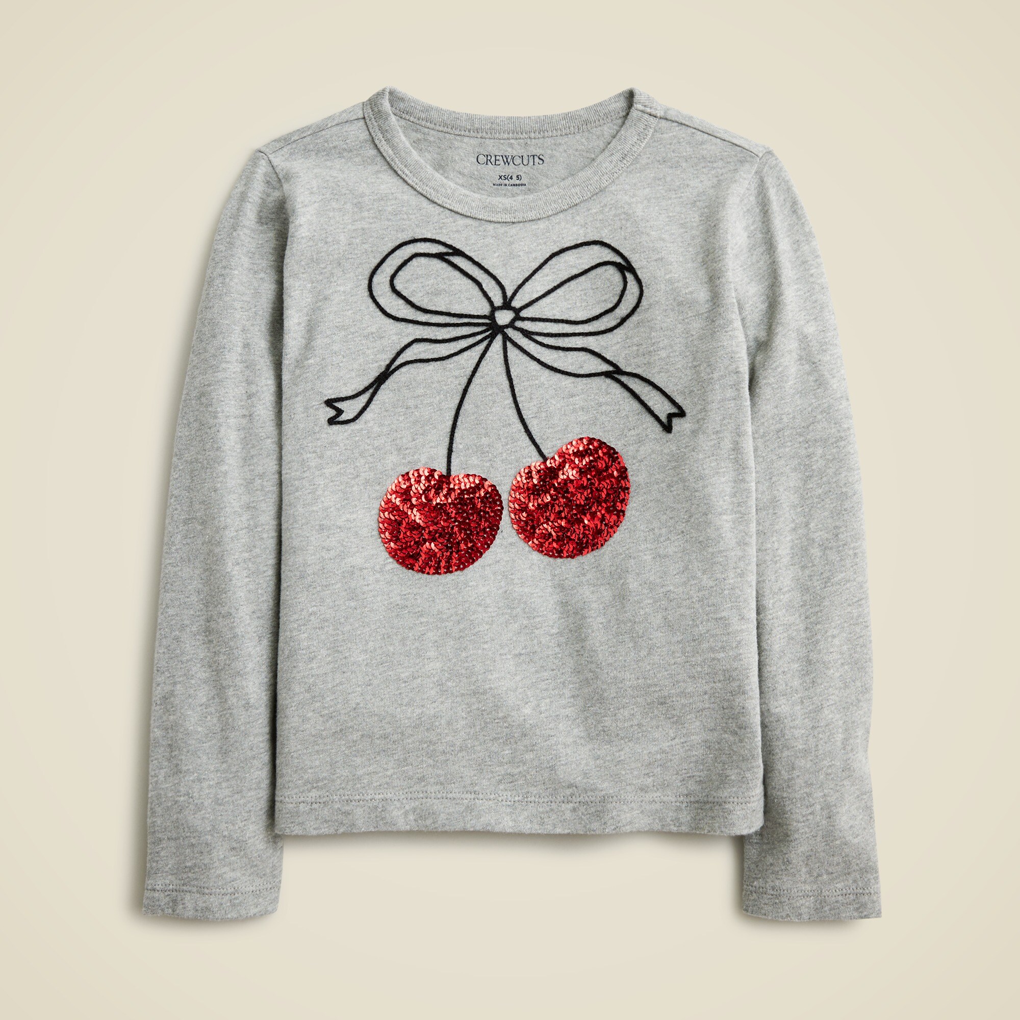 J.Crew: Girls' Long-sleeve Cherry Bow Graphic T-shirt With Sequins For ...