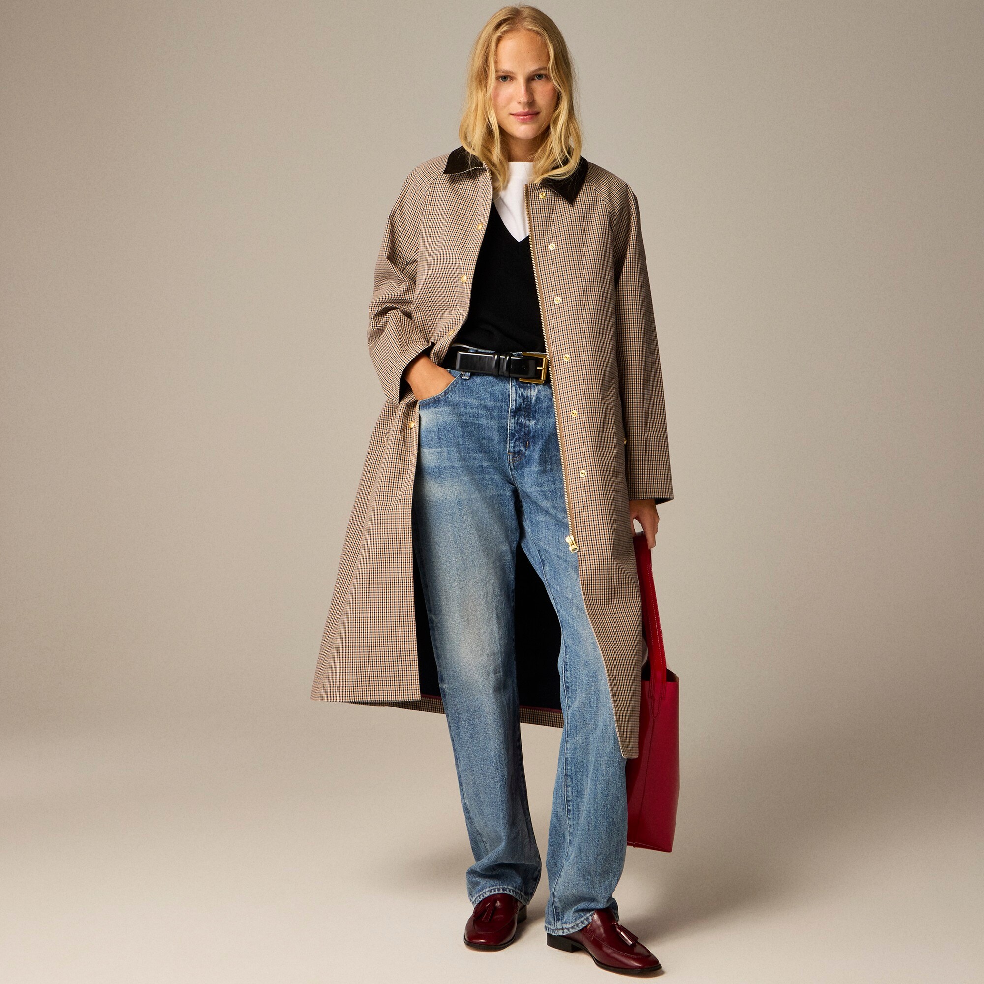 J.Crew: Long Barn Jacket™ In Plaid For Women