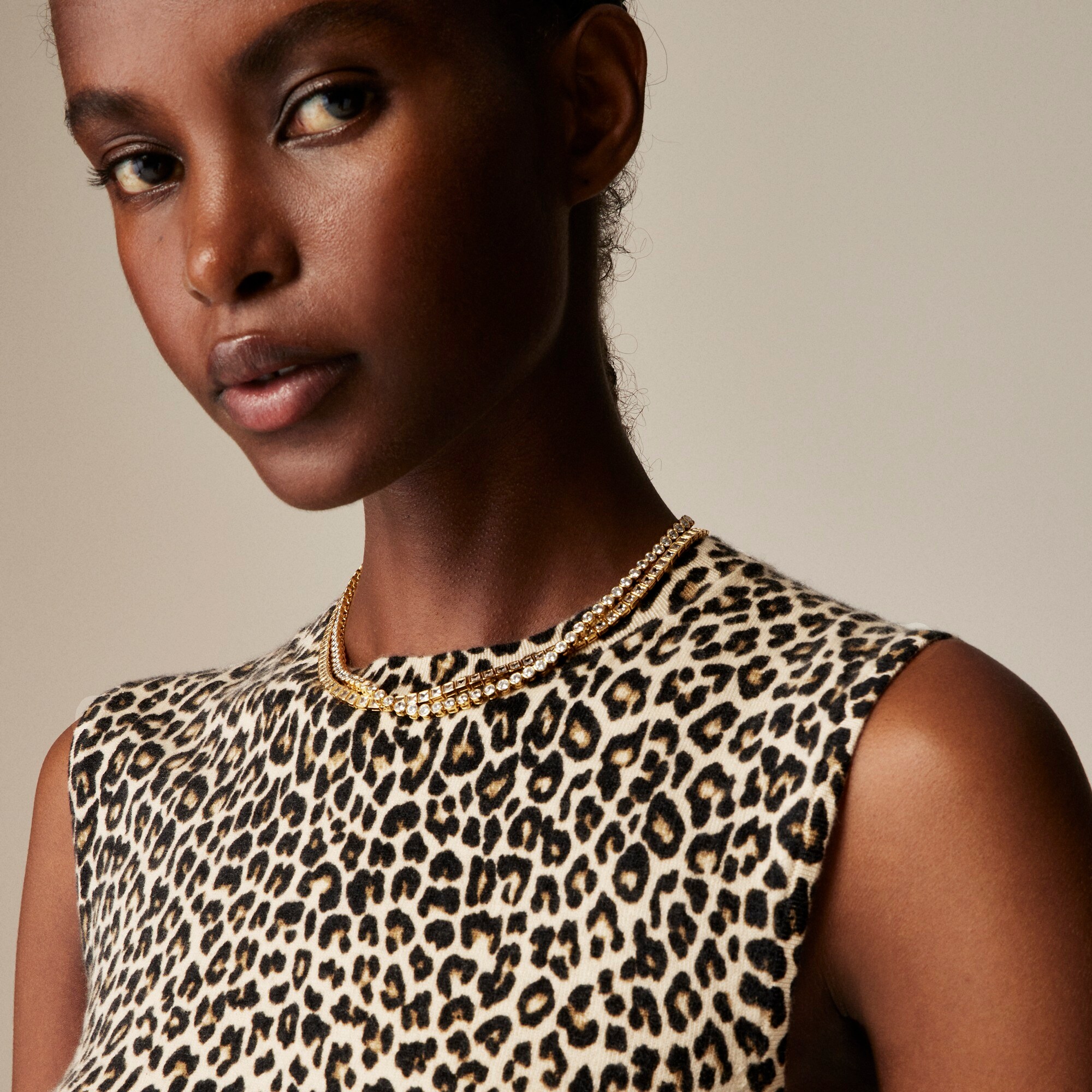 J.Crew: Featherweight Cashmere-blend Sweater Shell In Leopard Print For ...