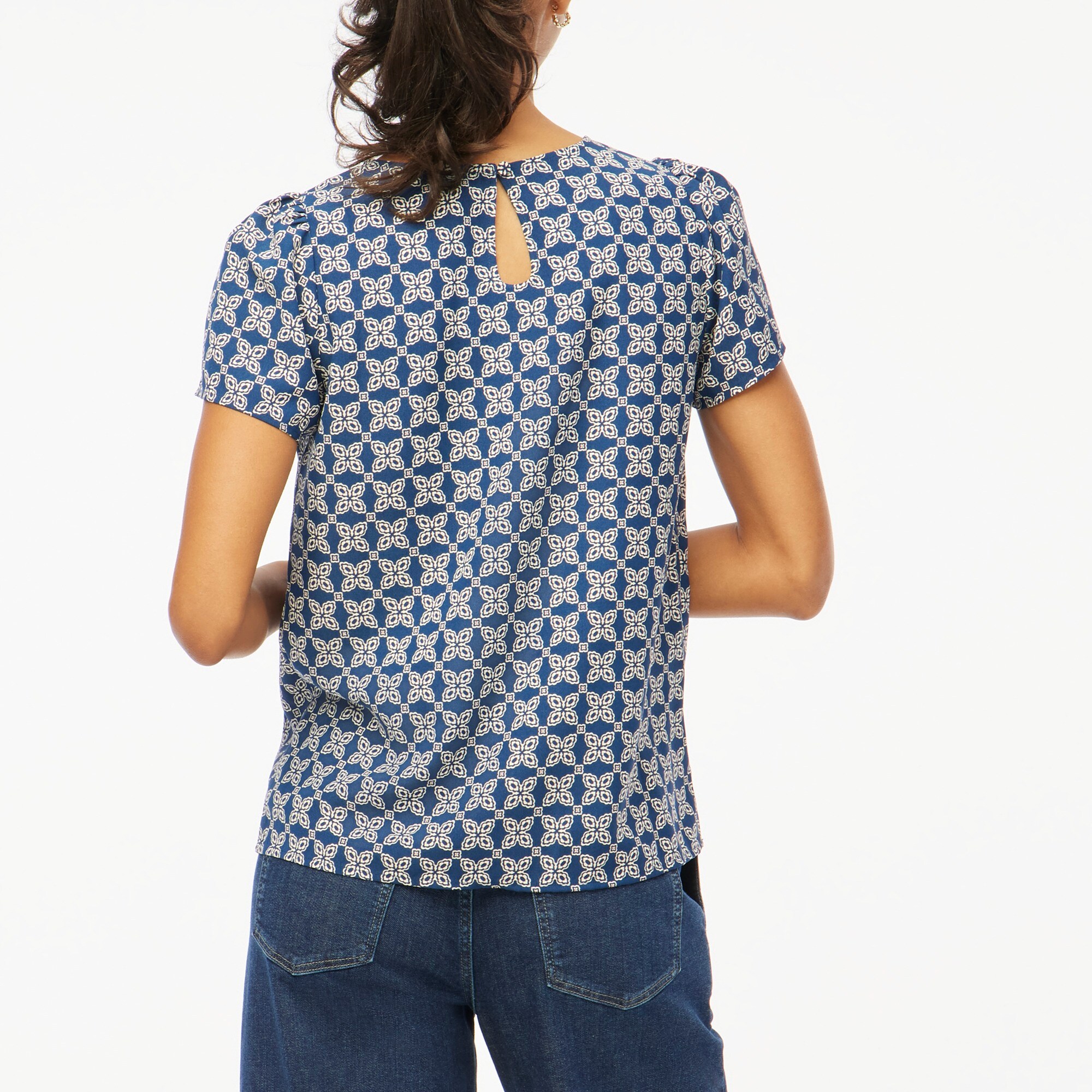 Factory: Printed Short-sleeve Crepe Top For Women