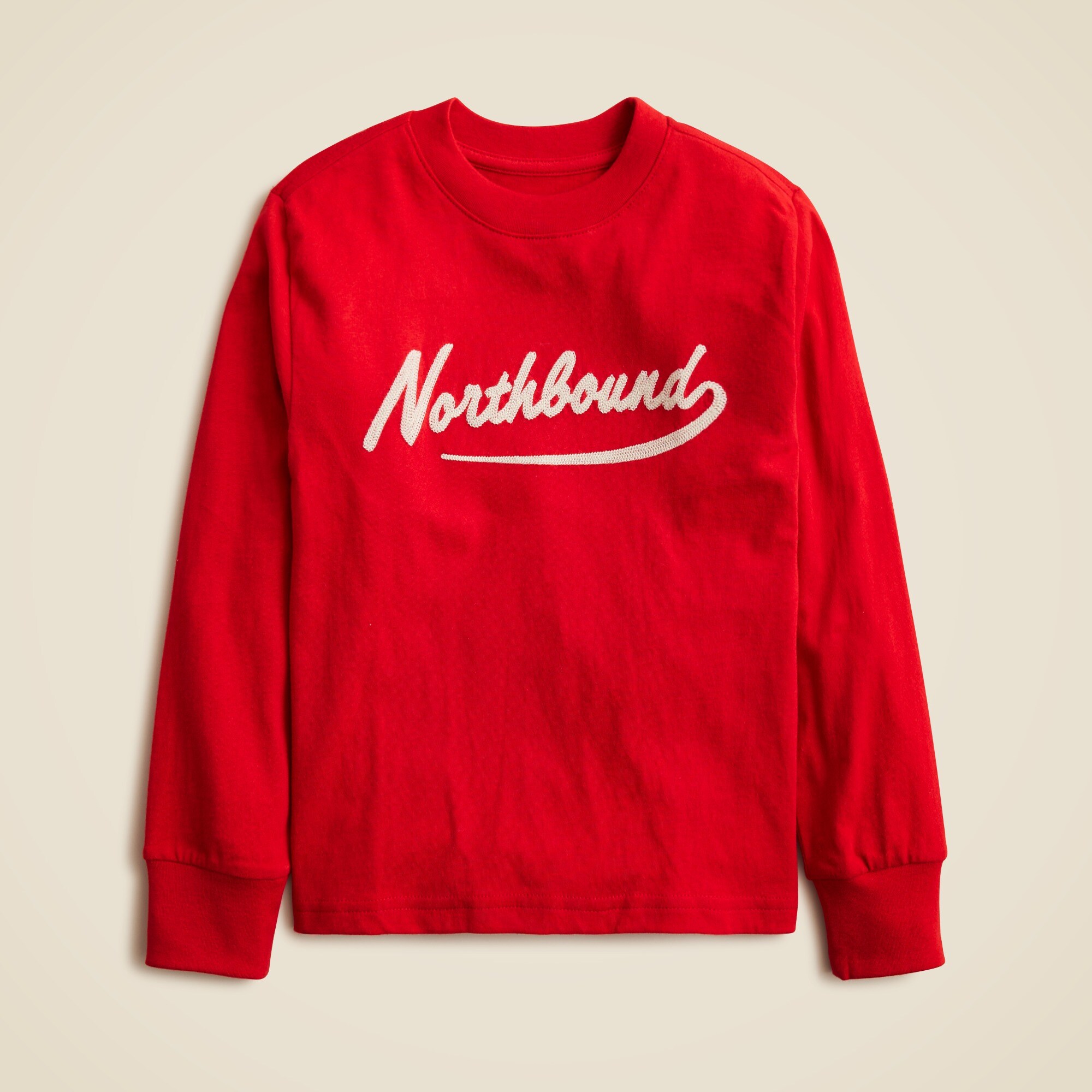 J.Crew: Kids' Long-sleeve Embroidered "Northbound" Graphic T-shirt For Boys