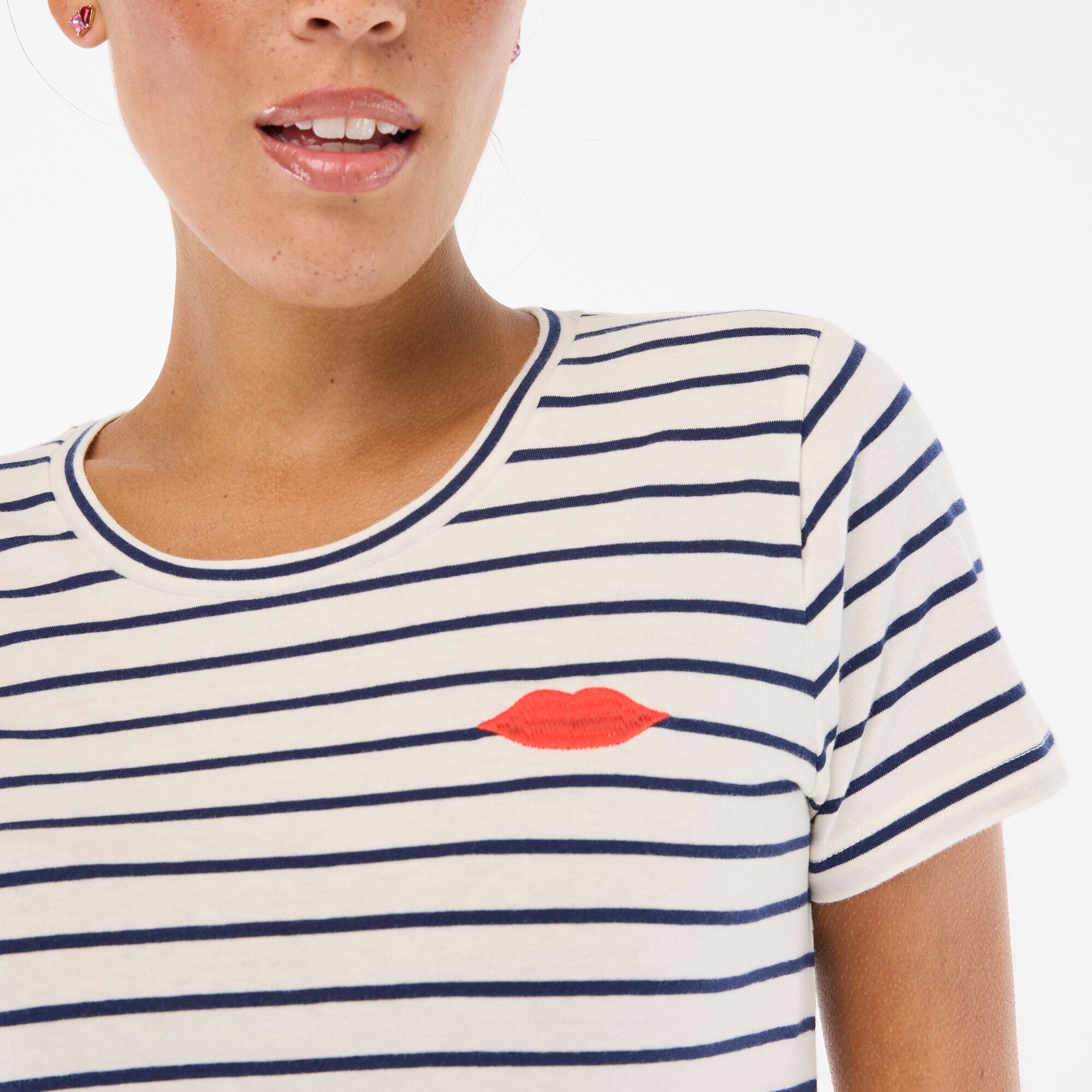 Factory: Lips Striped Graphic Tee For Women